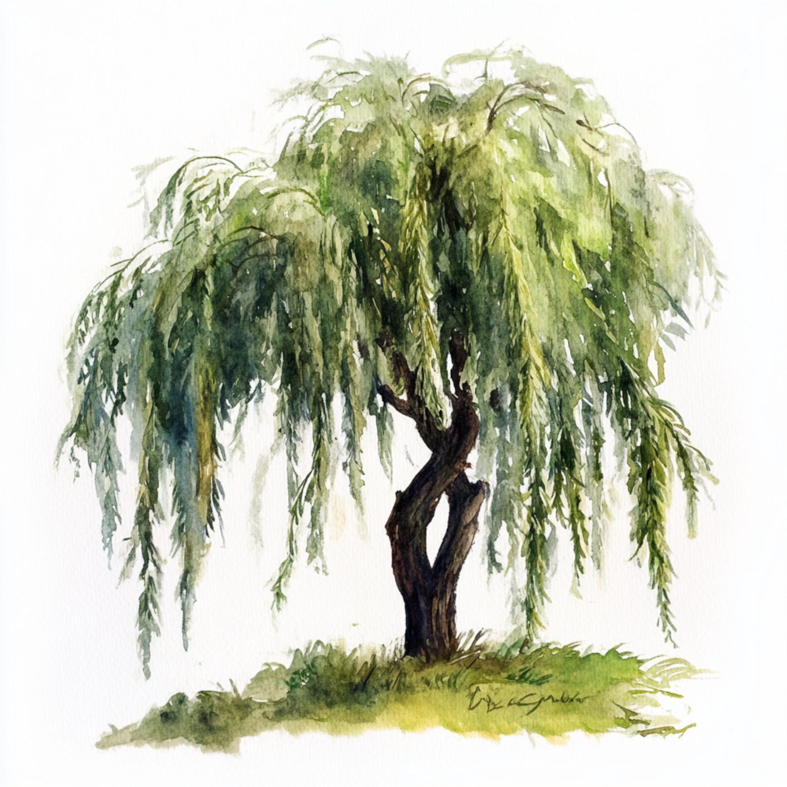 Printable Willow Tree, Watercolor Willow, 10 Images, Willow Botanical ...