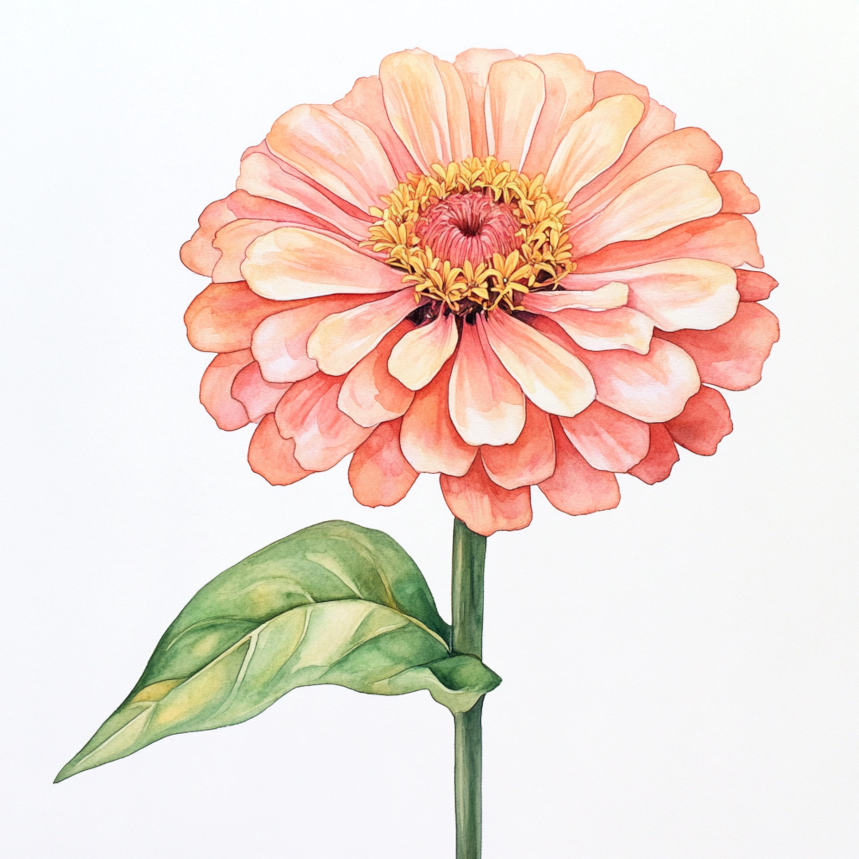 10 Printable Zinnia Flower, Pink Flower, Zinnia Gift Art, Watercolor ...
