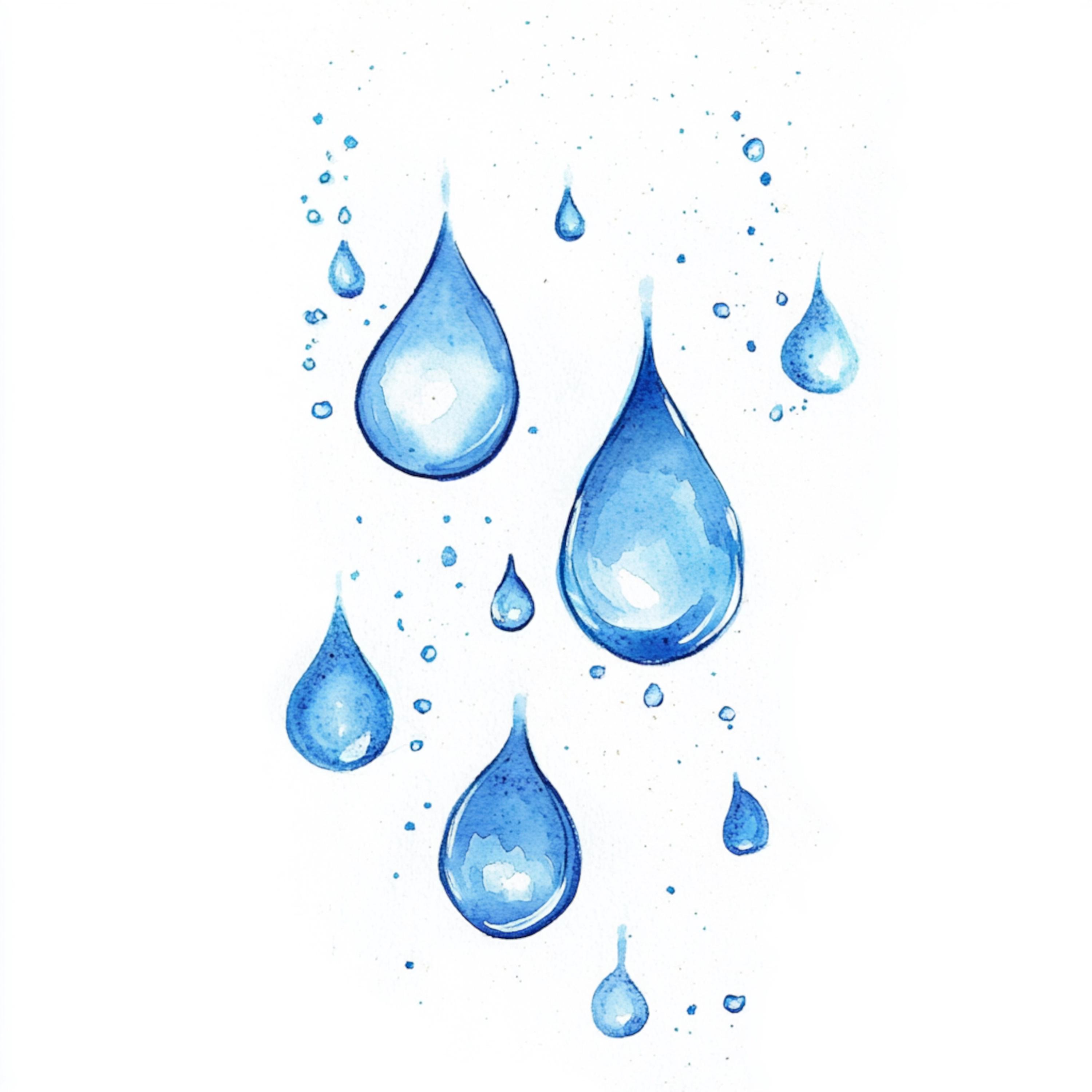 10 Printable Rain Drops Art, Watercolor Rain, Cartoon Rain Drops ...