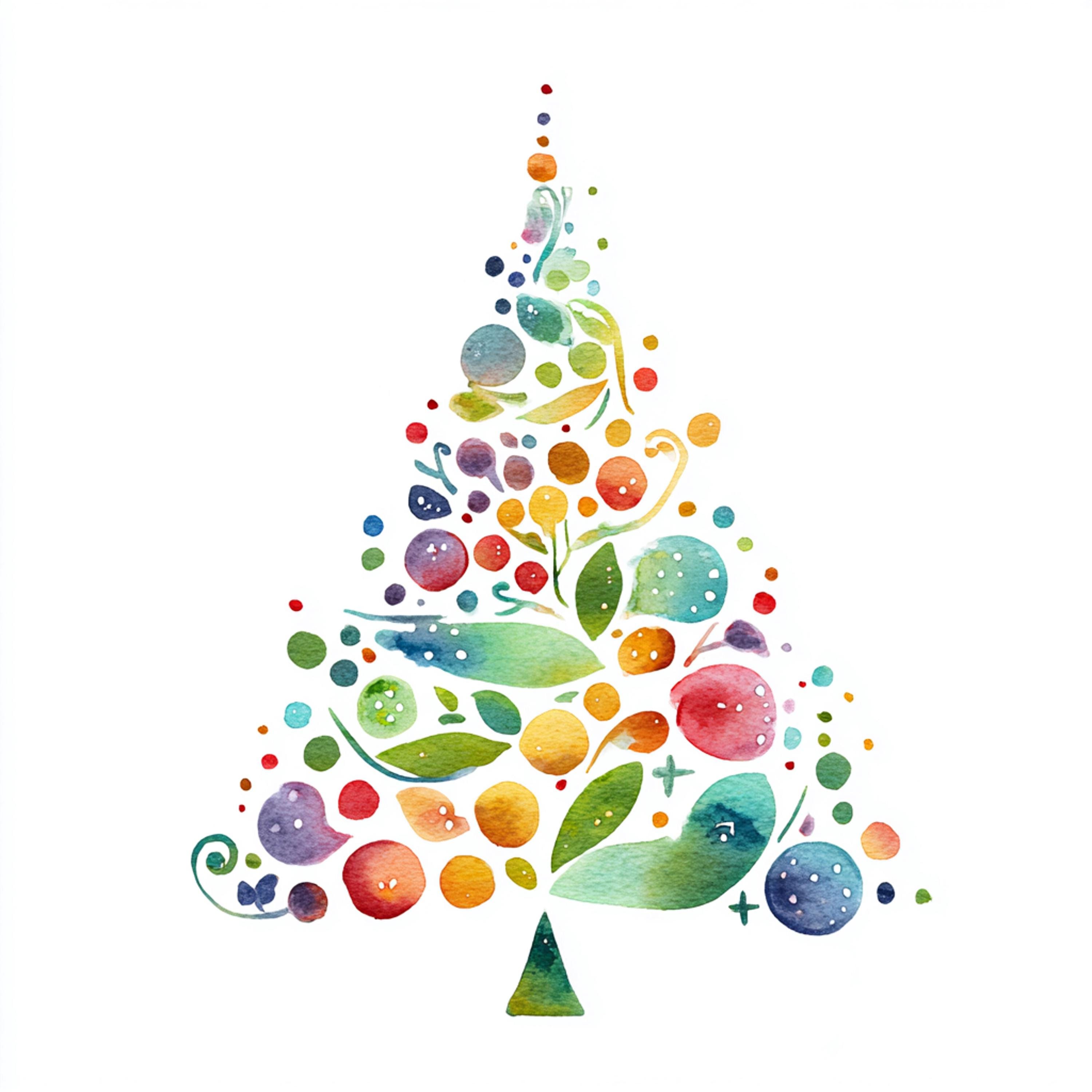 16 Printable Christmas Tree, Watercolor Abstract, Clipart JPG ...