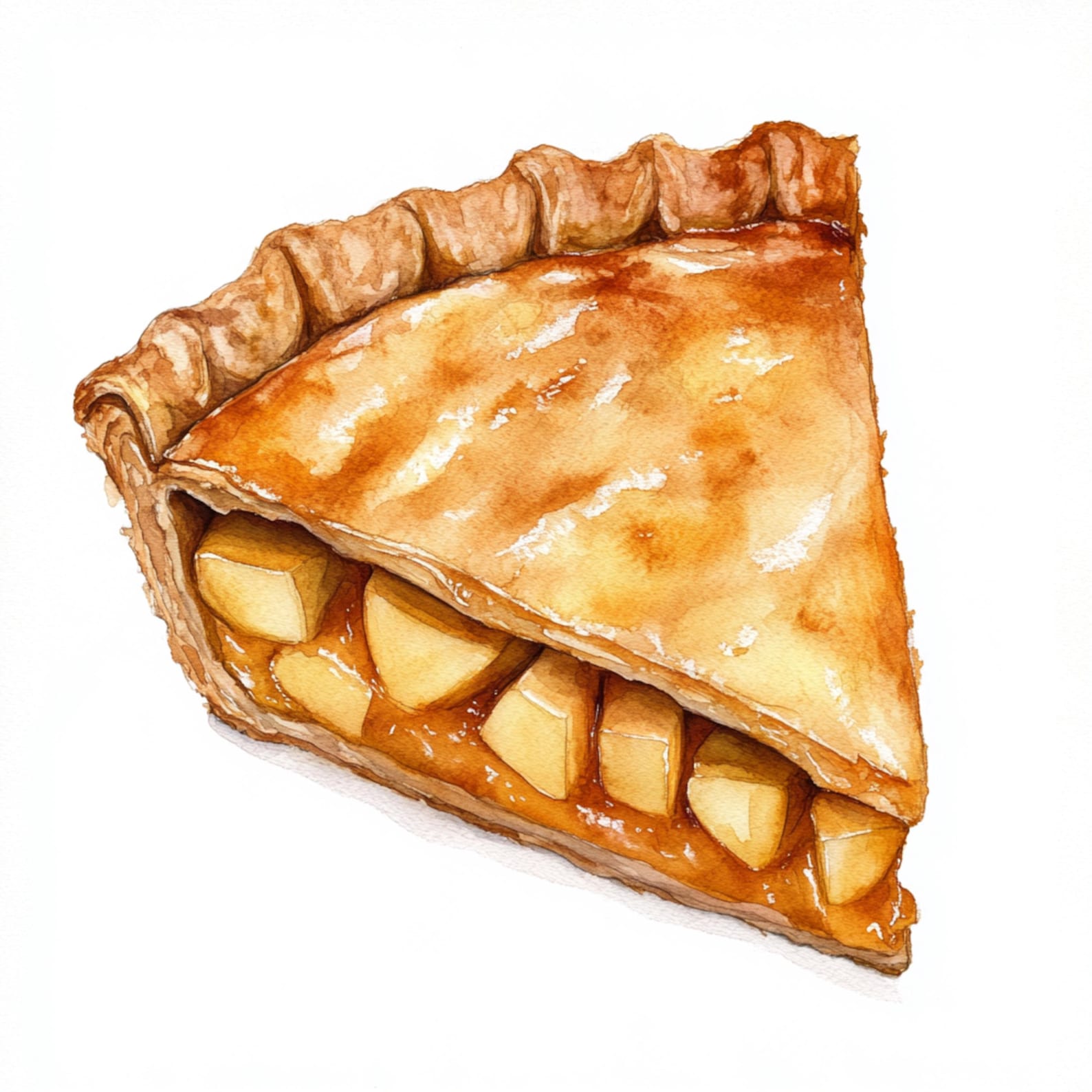 10 Printable Apple Pie Art, Watercolor Pie Slice, Apple Pie on Plate ...