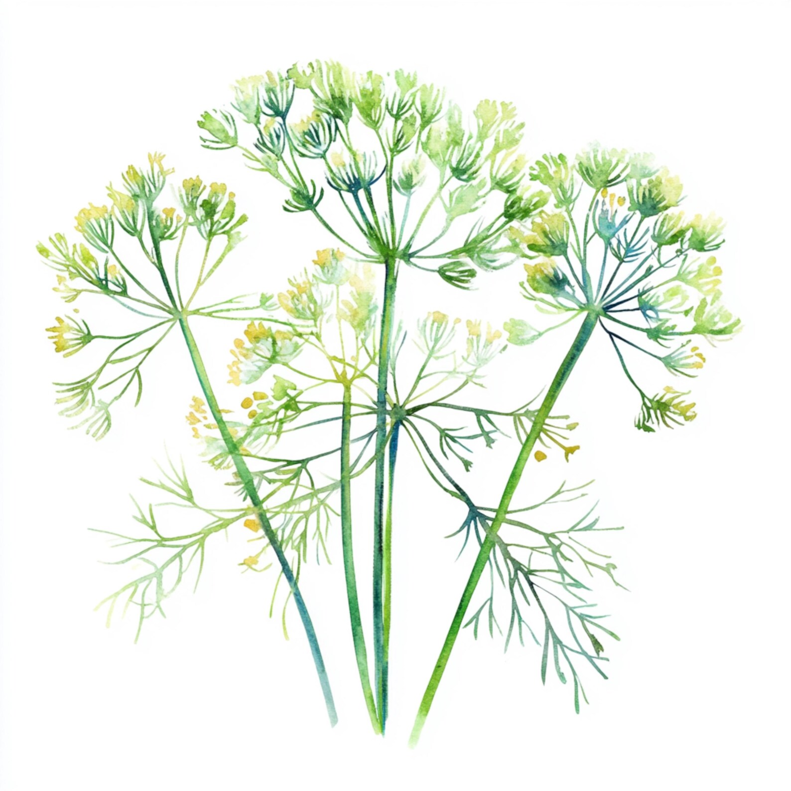 10 Printable Dill Art, Watercolor Dill, Healthy Food Art Decor, Dill ...