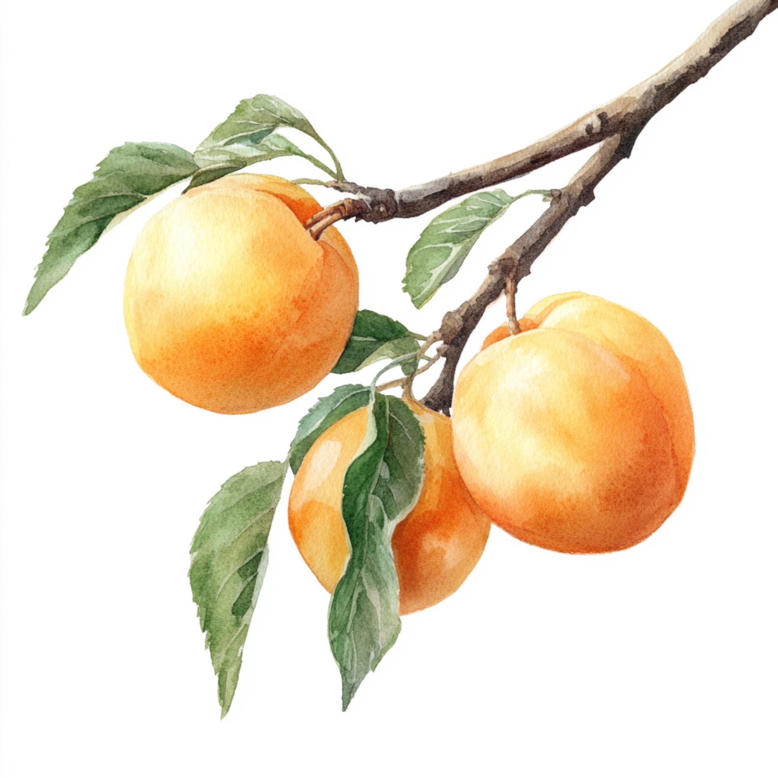 10 Printable Apricot Art, Watercolor Apricot , Apricot Art, Summer ...