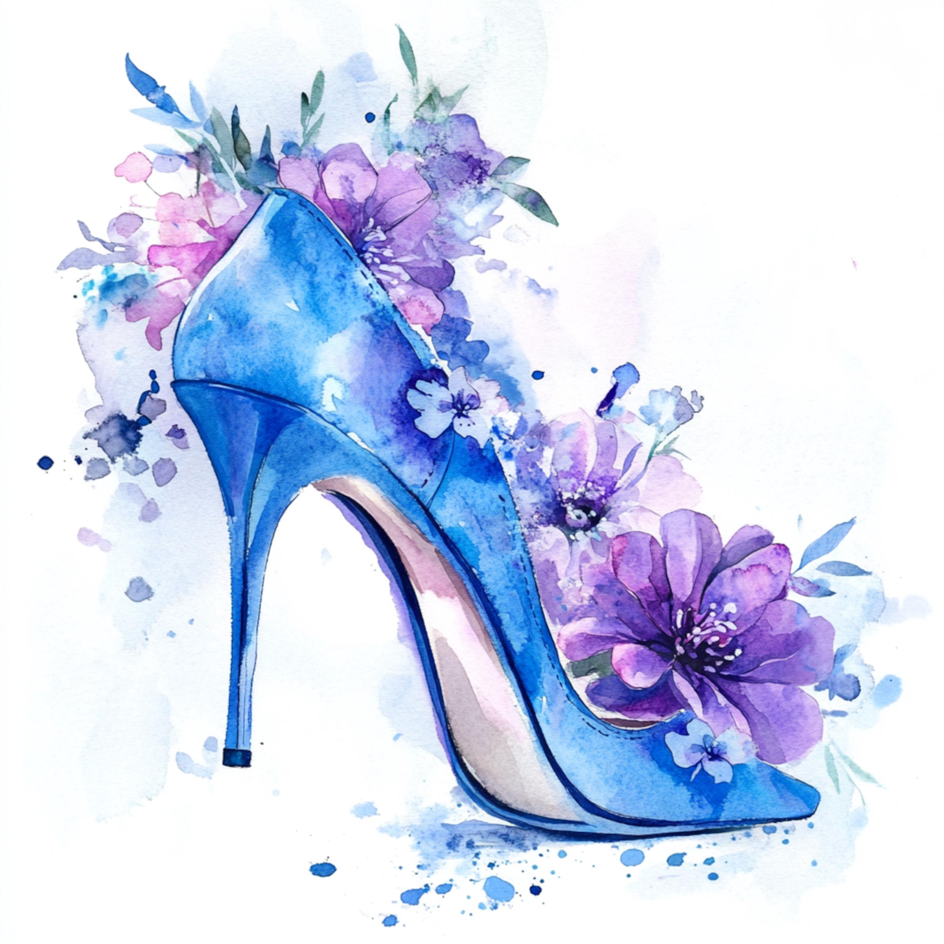 Printable Prom Lilac Shoes, Purple Prom Shoes, Watercolor Art, Floral ...