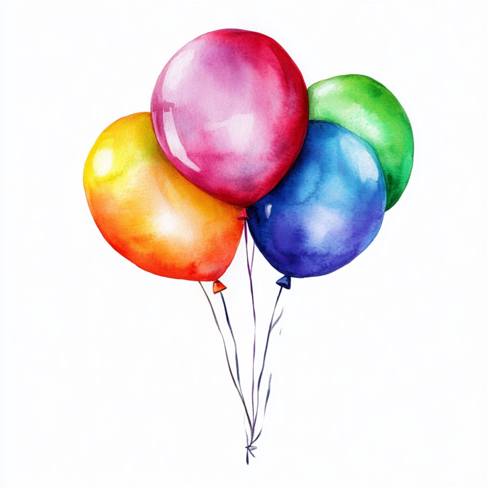 Printable Colorfull Balloons, Watercolor Party Ballons, Printable Jpgs ...