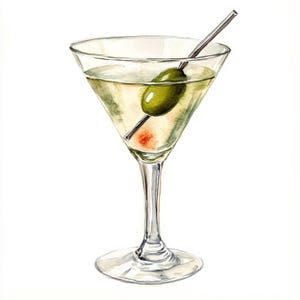 10 Printable Dry Martini and Olives, Watercolor Images, Dry Martini ...