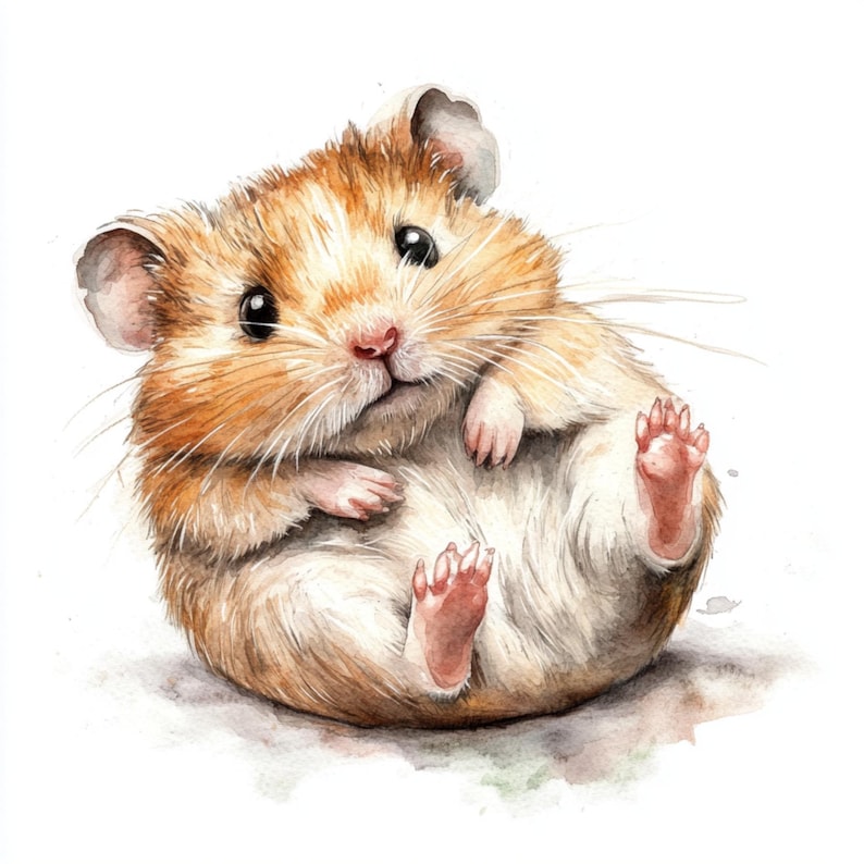 Printable Cute Hamster Clipart, Watercolor Art, 10 Cute Clipart ...