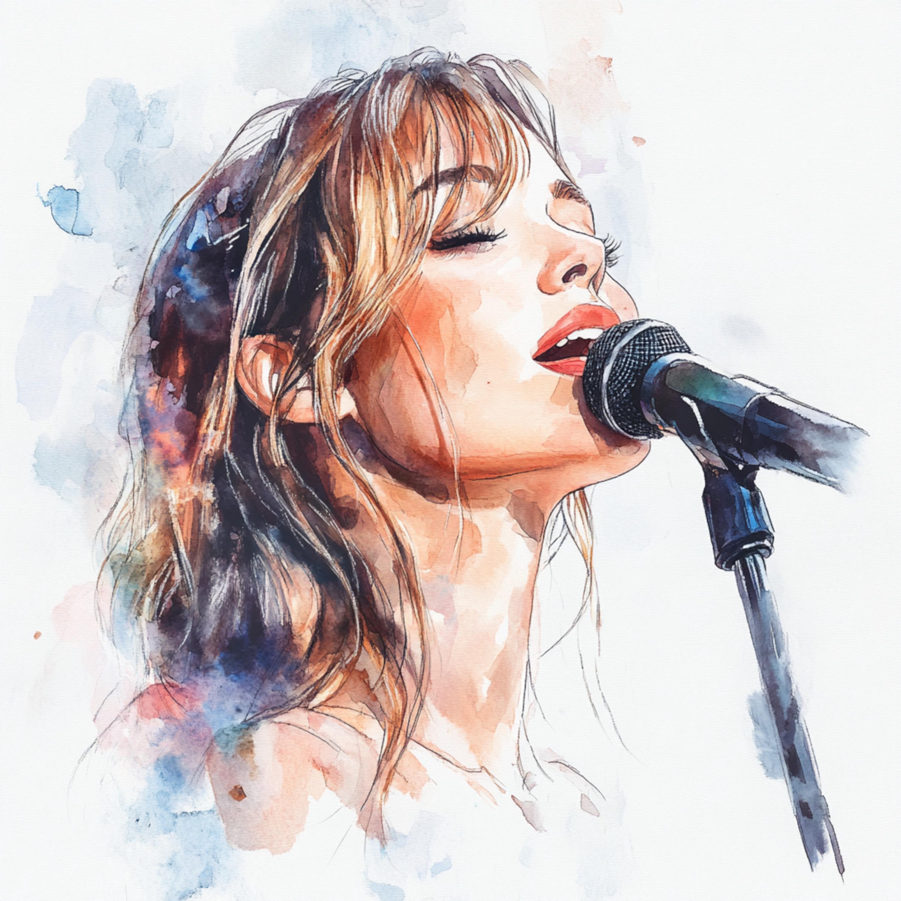 Watercolor Singing Girl, Young Women Singer, Beautiful Singer Girl ...