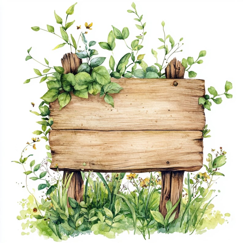 Printable Wooden Sign, Watercolor 10 Images, Wooden Sign Art, Rustic ...