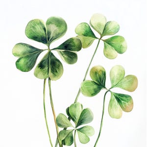 Printable Clover Leaves Decor, Watercolor 10 Images, Clover Botanical ...