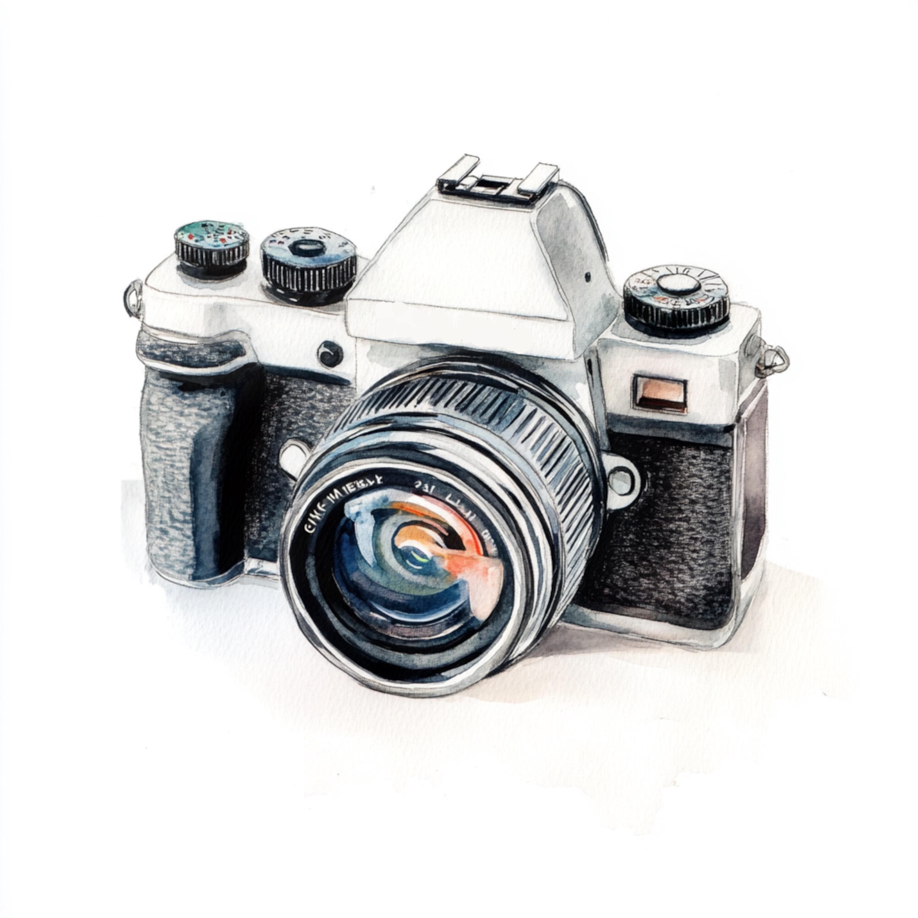10 Printable Camera, Watercolor Photo Camera, Camera Print, Greetting ...