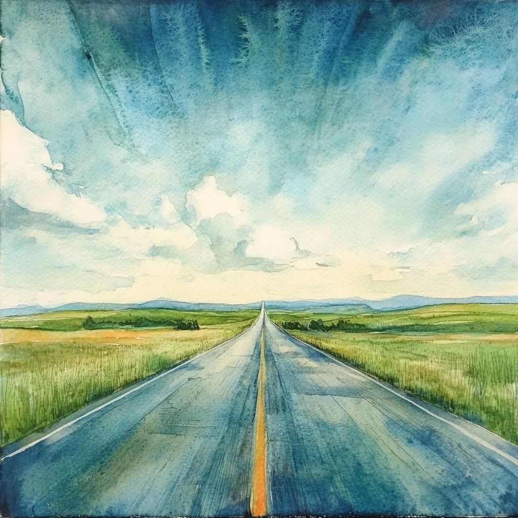 10 Printable Empty Road, Watercolor Road, Empty Big Road Art, Paper ...