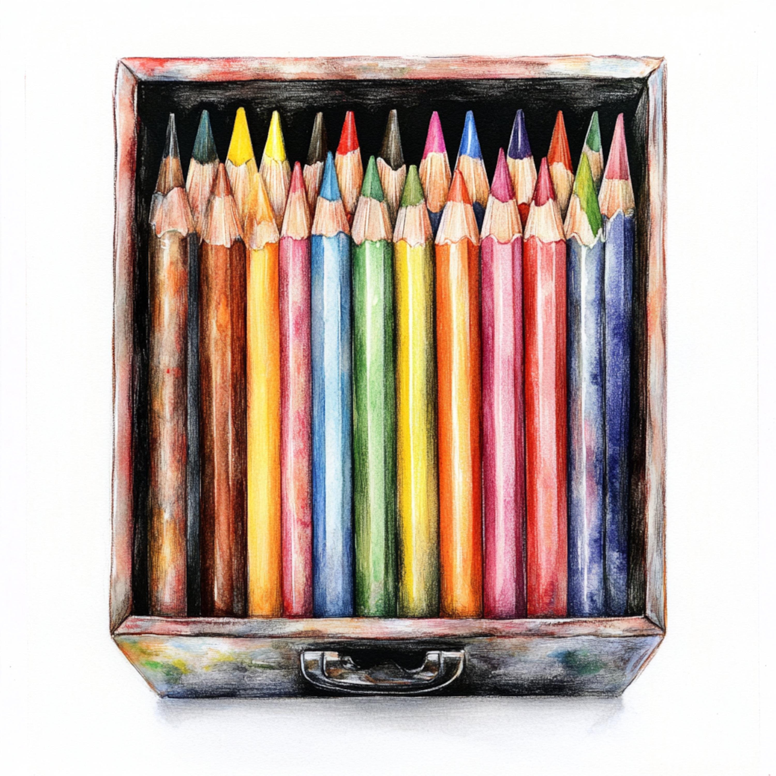 10 Printable Colored Pencils, Pencils Realistic Art Print, Watercolor ...