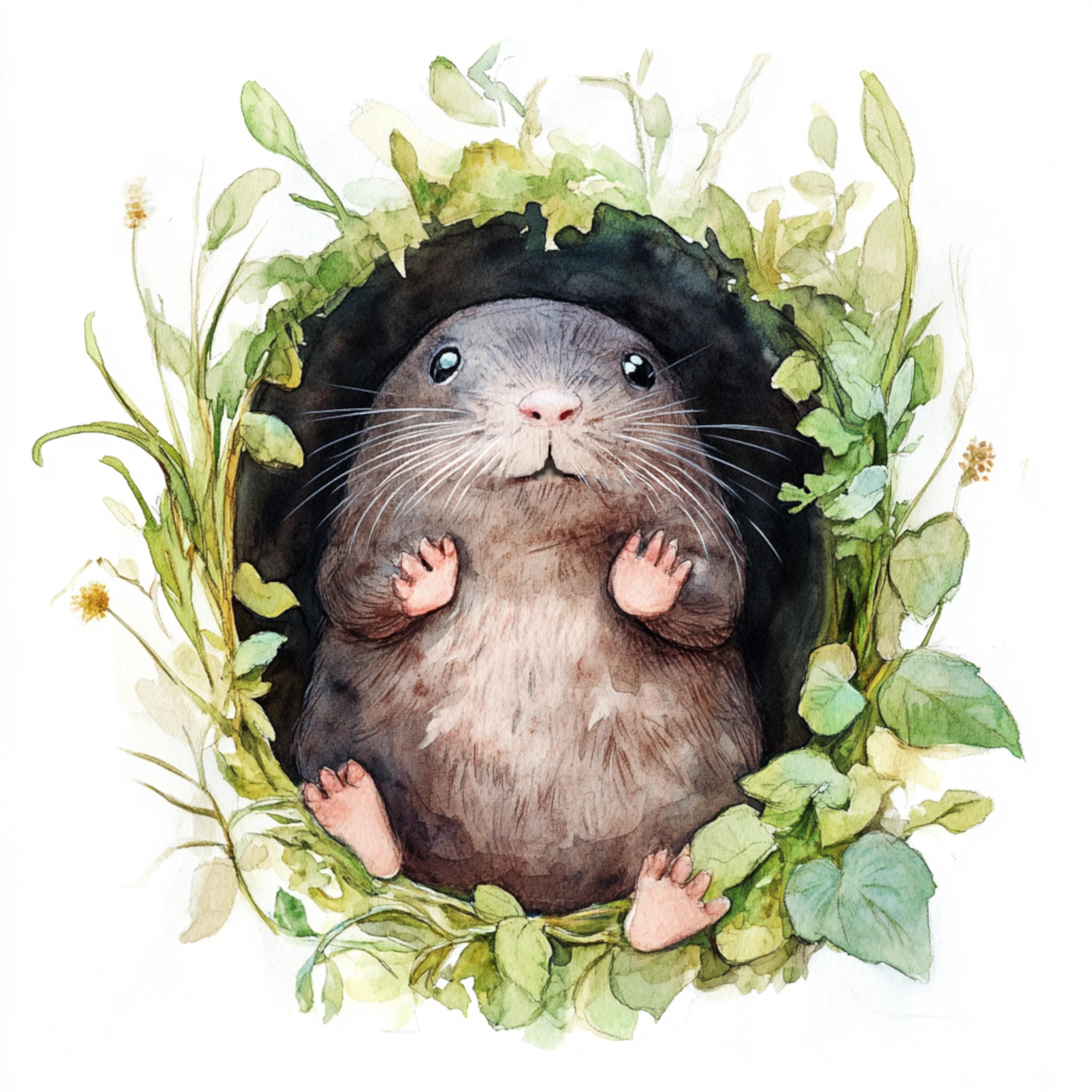 Printable Cute Mole Clipart, Moles Watercolor Art, Printable JPG ...