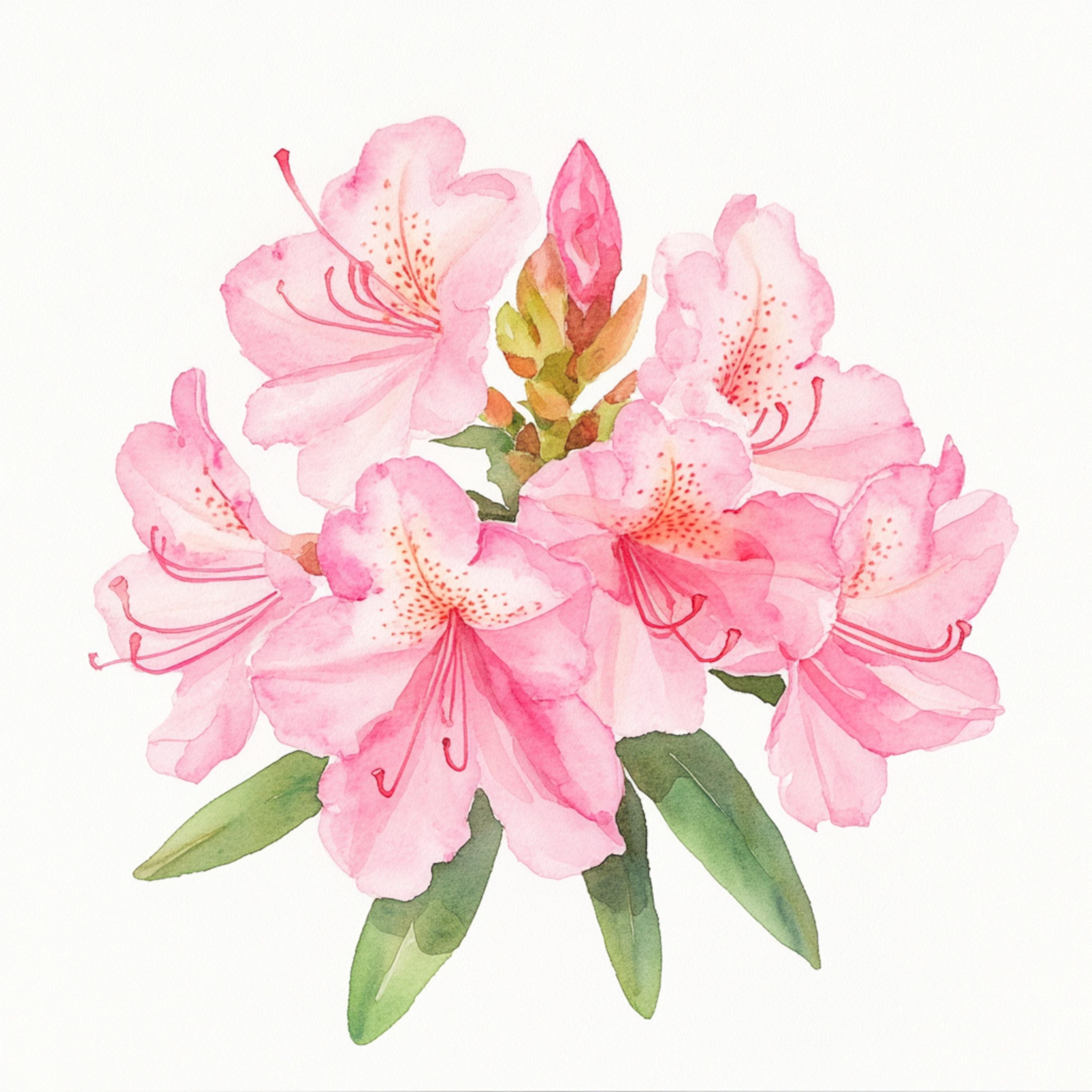 10 Printable Azaleas Watercolor, Pink Rhododendron, Watercolor Pink ...