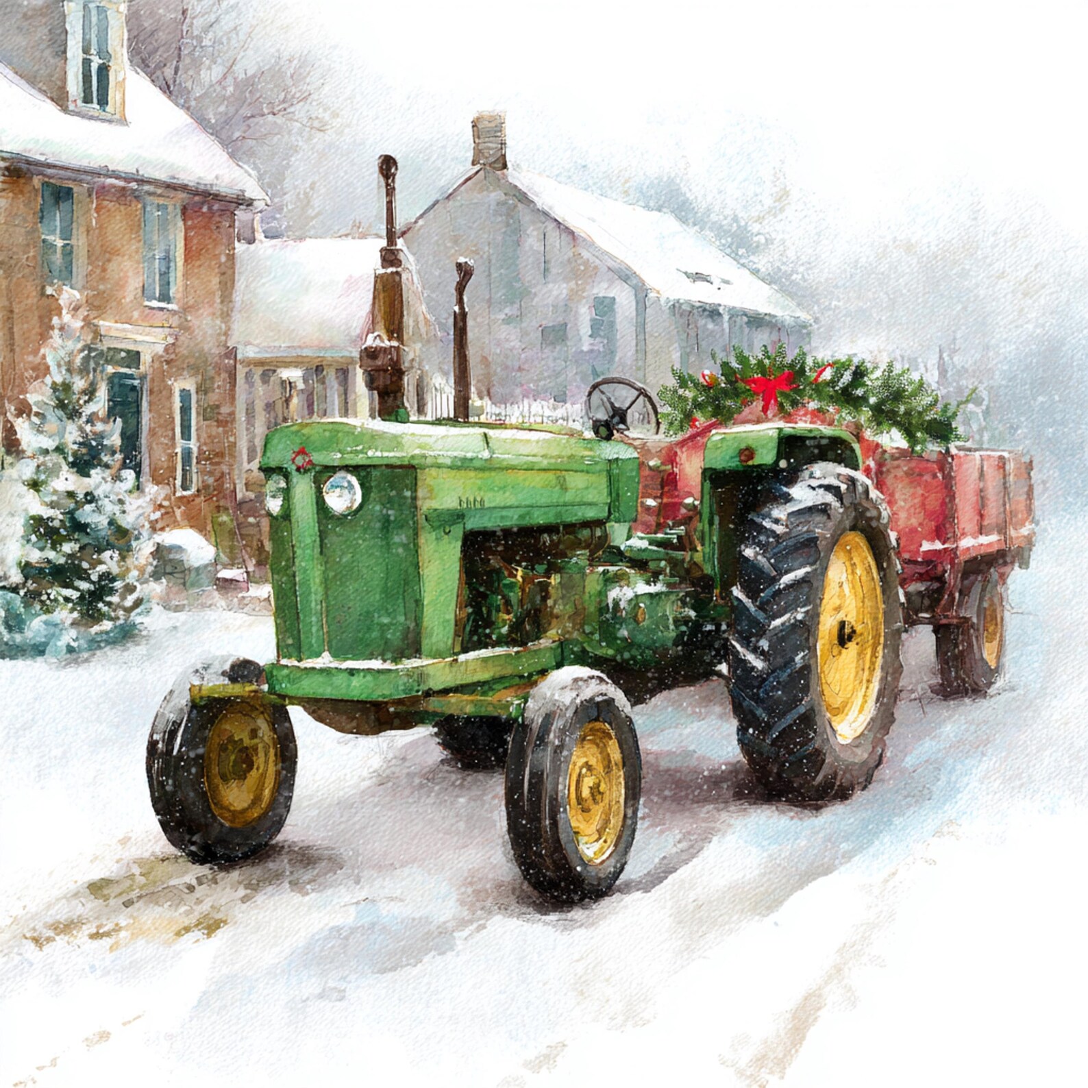17 Printable Farm Tractor, Tractor Wtercolor Art, Christmas Tractor ...