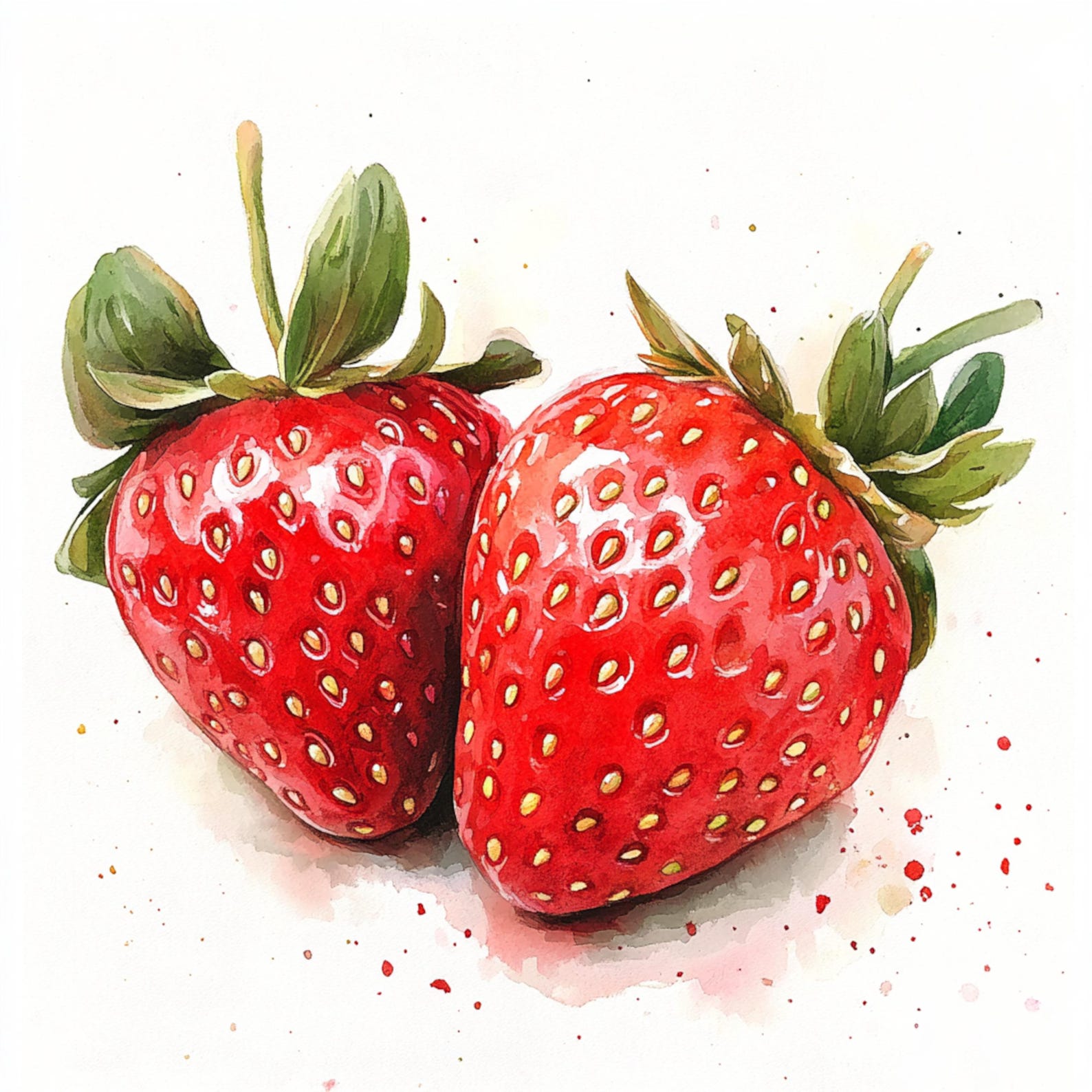 10 Printable Strawberries, Watercolor Strawberry, Strawberry Clip Art ...