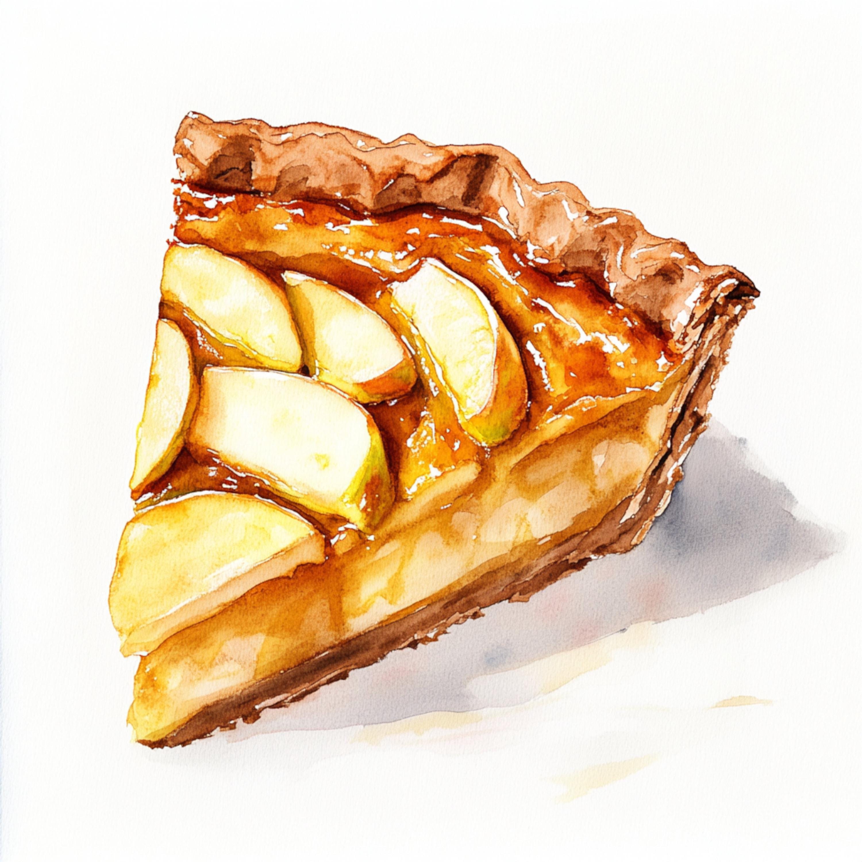 10 Printable Apple Pie Art, Watercolor Pie Slice, Apple Pie on Plate ...