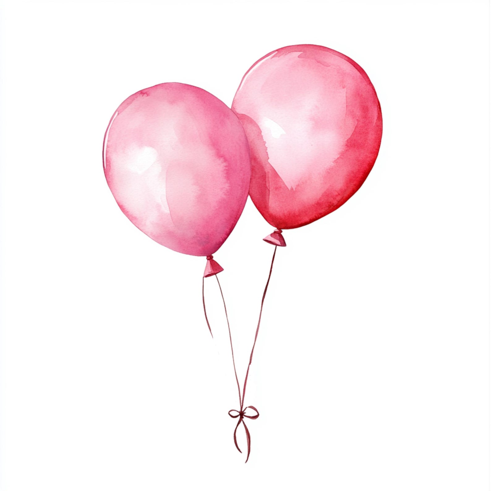 Printable Pink Balloons, Watercolor Party Ballons, Printable Jpgs ...