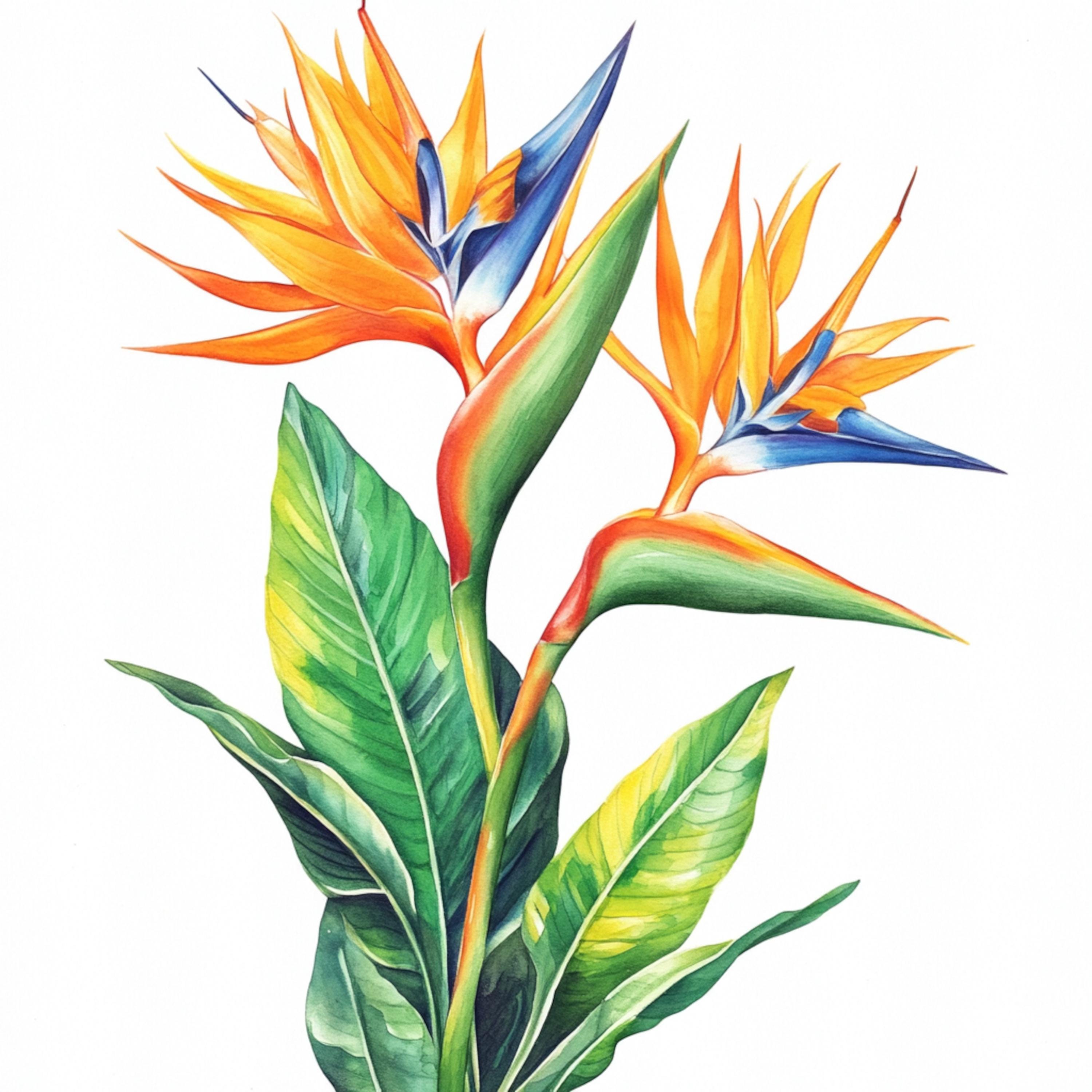 10 Printable Strelitzia, Orange Flower, Bird of Paradise Flower Gift ...
