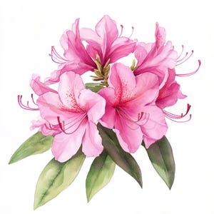 10 Printable Azaleas Watercolor, Pink Rhododendron, Watercolor Pink ...