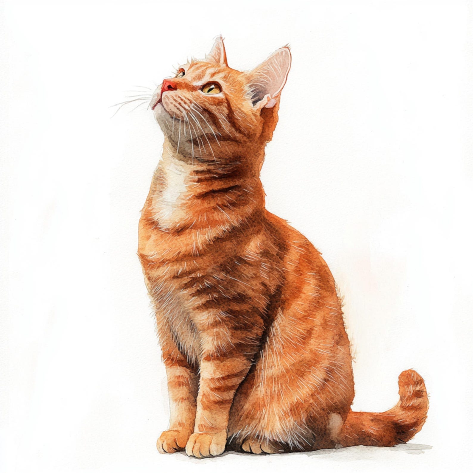 Printable Ginger Cat Clipart, Watercolor Art, Cute Ginger Cat, Cat Clip Art, Printable JPG, Pet ...