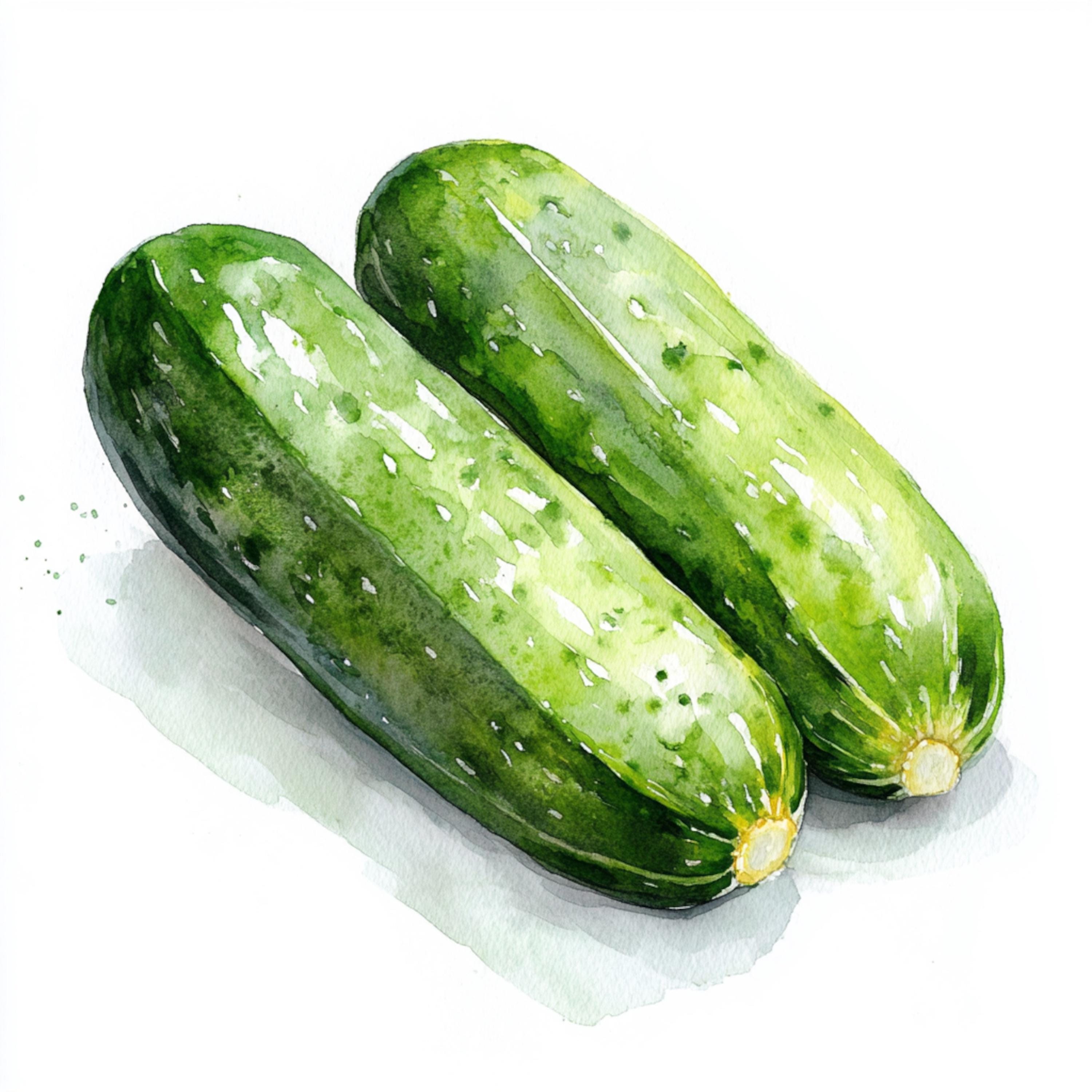 Printable Cucumber Decor, Watercolor Cucumbers, Cucumber Art, 10 Clip ...
