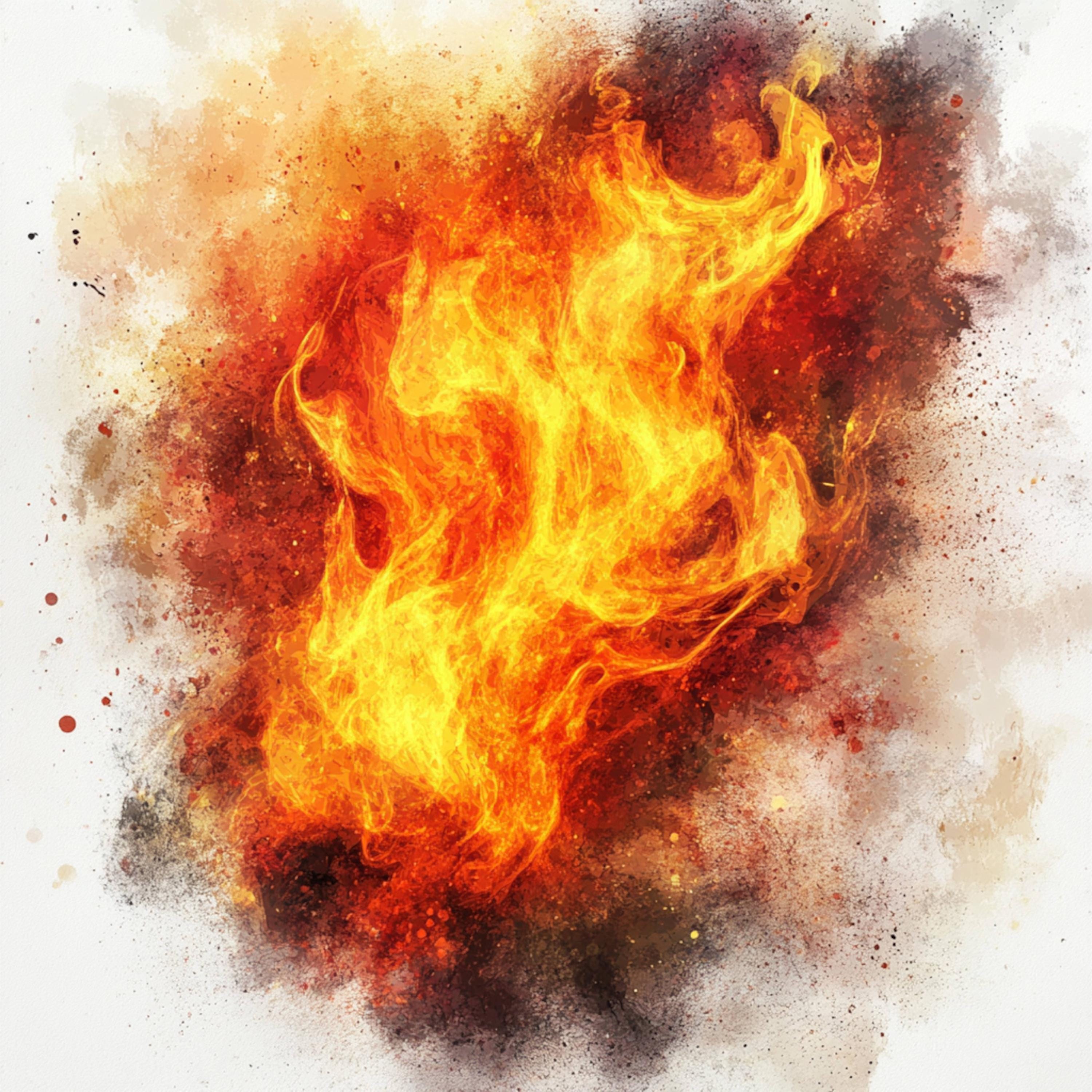 Printable Fire Art, Watercolor Flame, Fire Effects Clipart, Printable ...