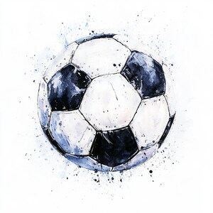 Printable Socker Ball Clipart, Watercolor Ball on Grass, Printable JPG ...