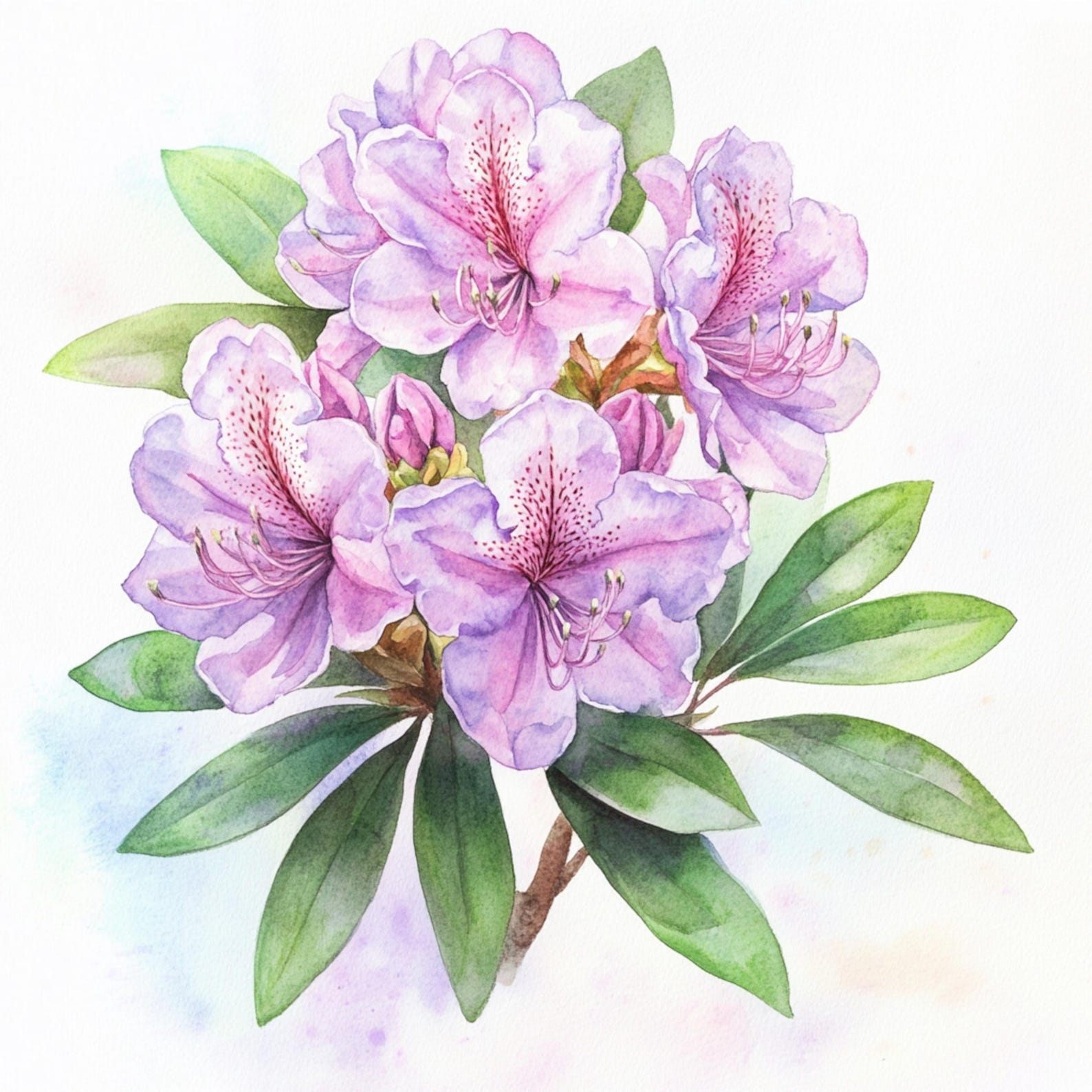 10 Printable Azaleas Watercolor, Pink Rhododendron, Watercolor Pink ...