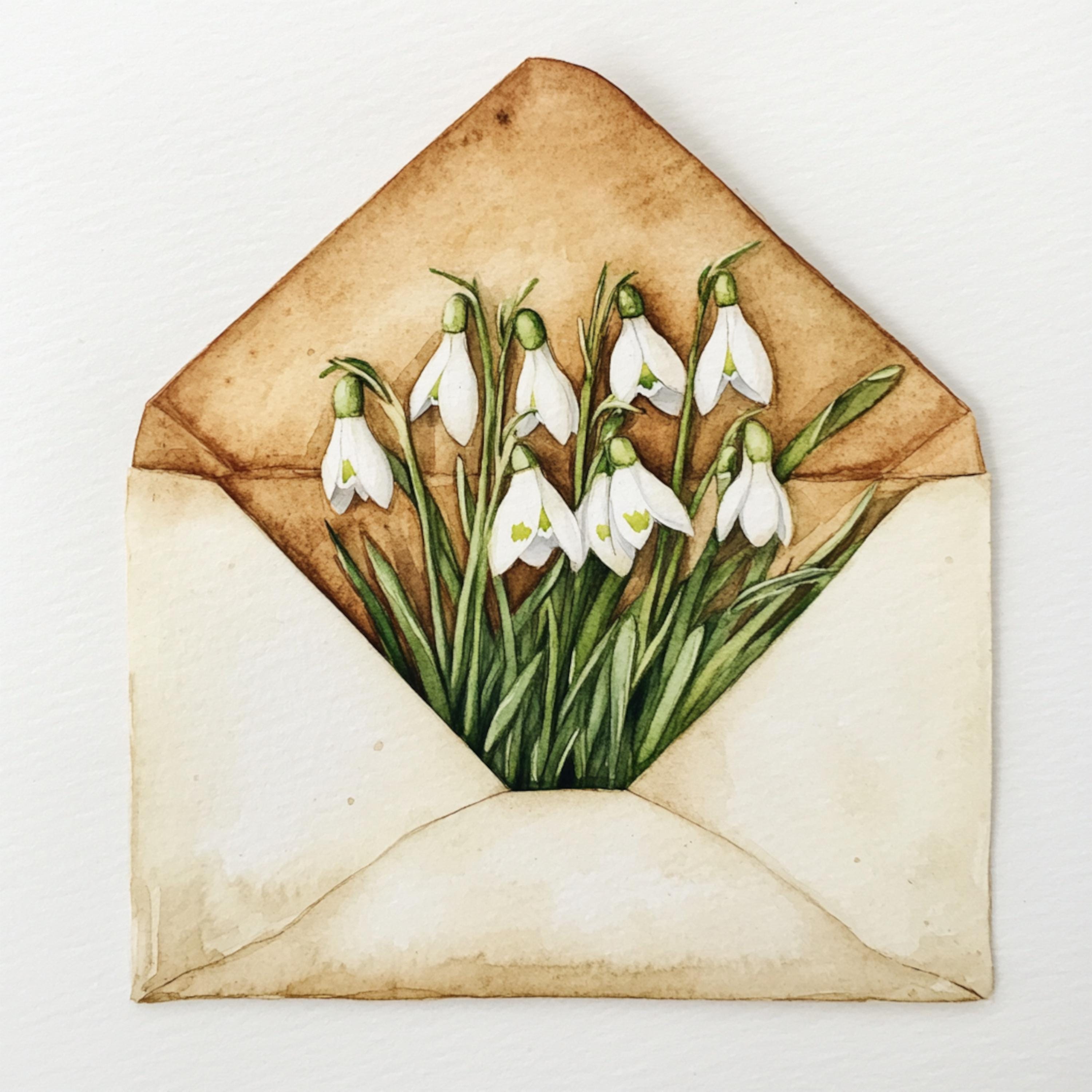 10 Printable Snowdrop Flowers Decor, Snowdrops in Envelope Images ...