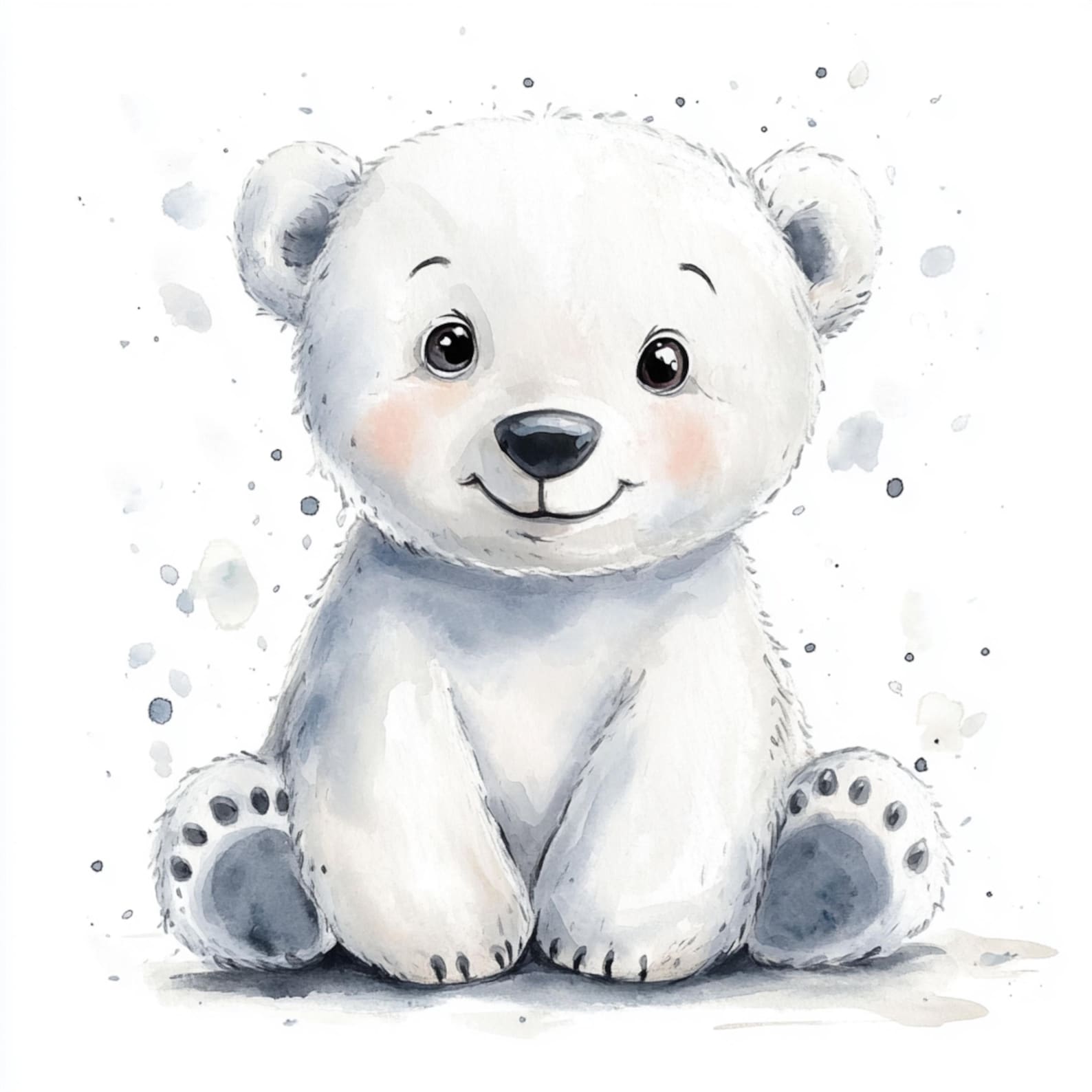 10 Printable Polar Bear, Watercolor Polar Bear, Cute Baby Polar Bear ...