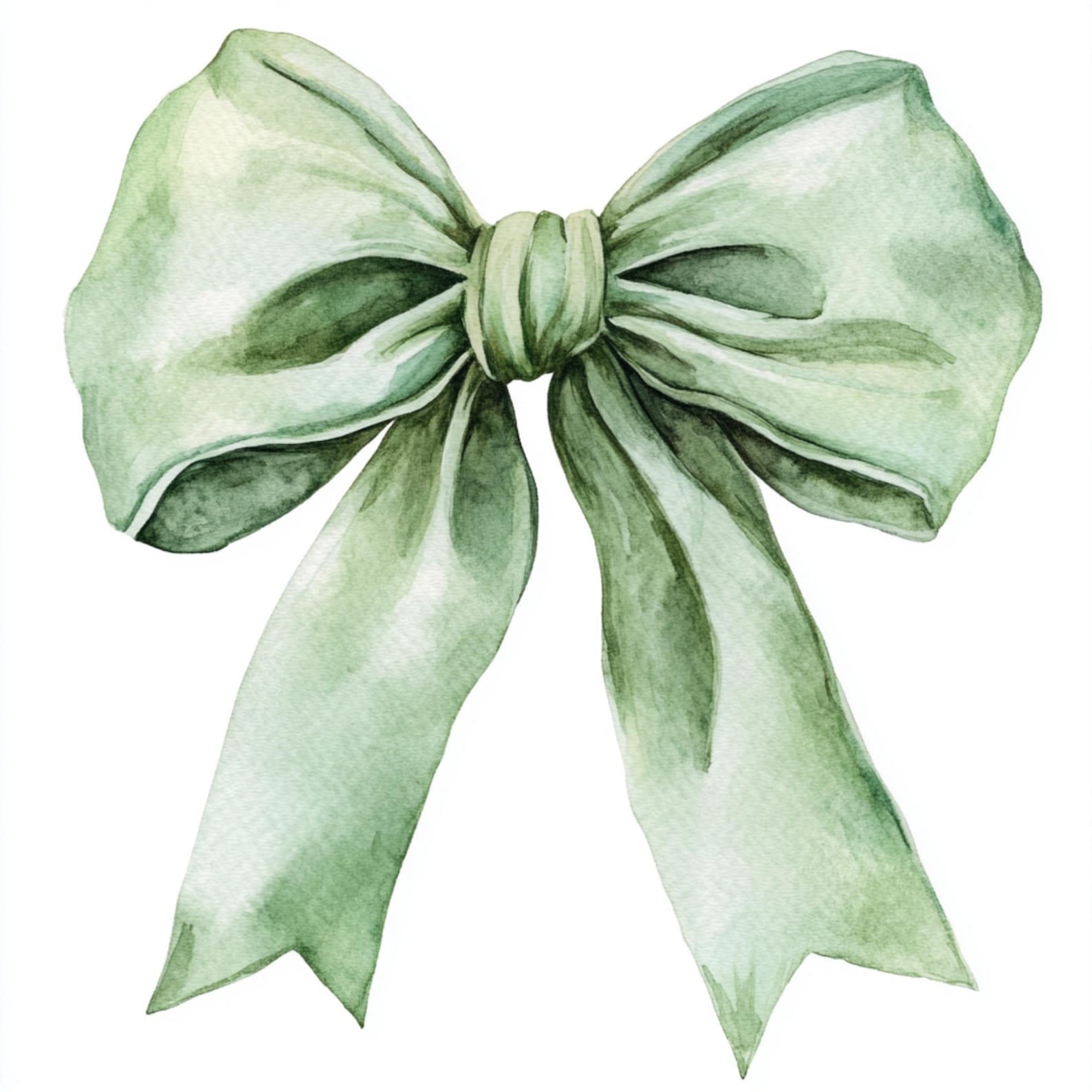 10 Printable Green Bows, Watercolor Bows Clip Art, Printable Jpgs ...