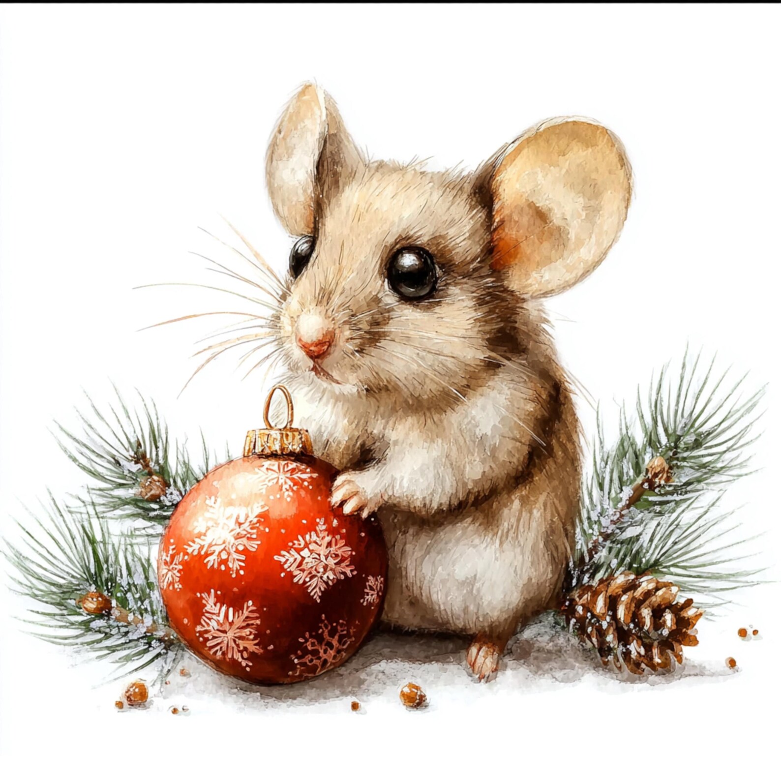 10 Printable Little Mouse, Watercolor Christmas Mouse, Cute Animal ...