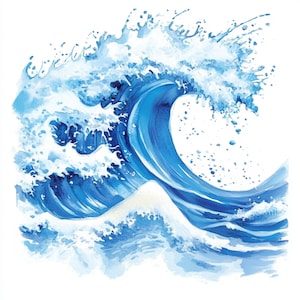 10 Printable Waves Art, Watercolor Sea Waves, Cartoon Waves Clipart ...