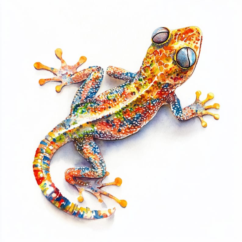 10 Printable Gecko Clipart, Gecko Watercolor, Geckos Print, Printable ...