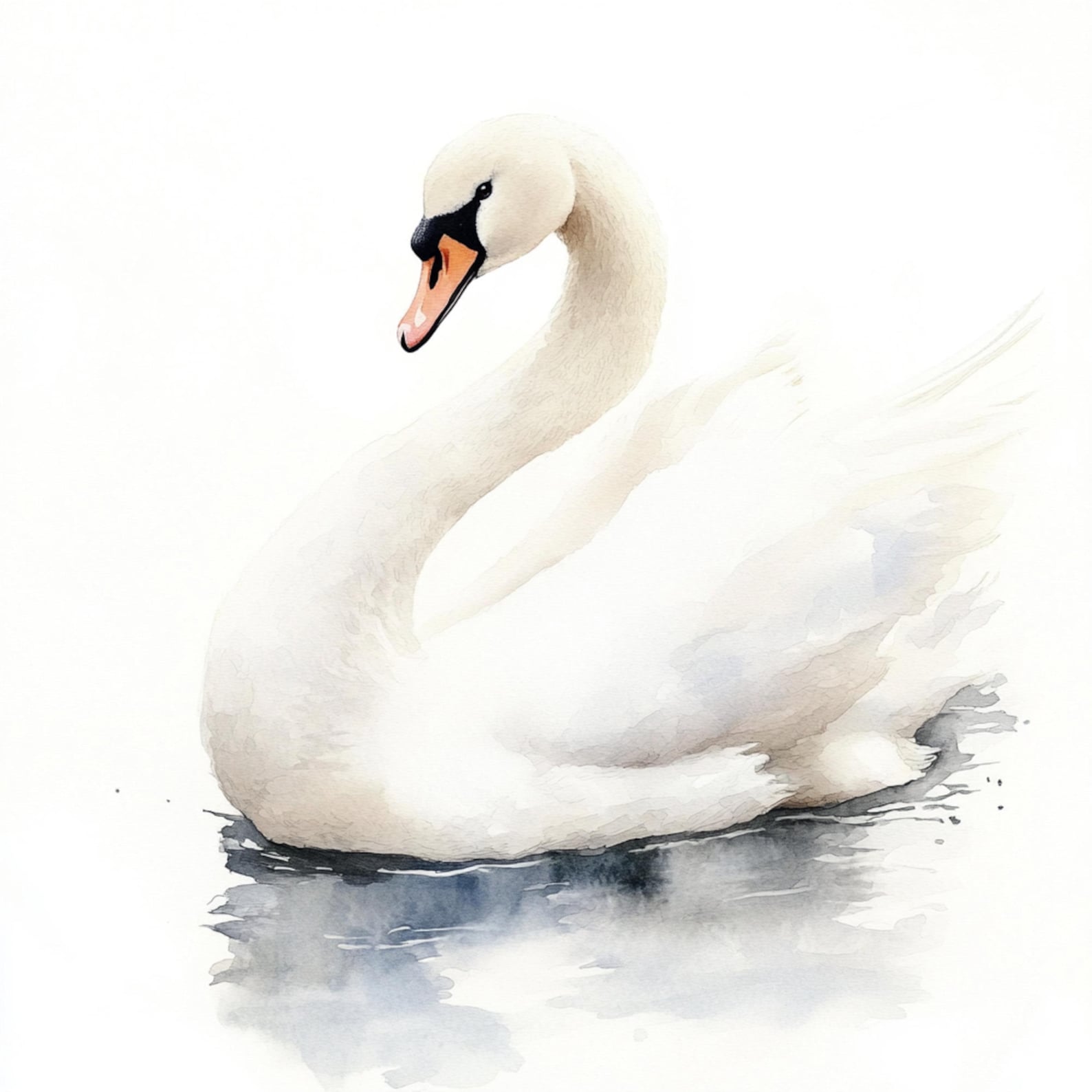 10 Printable Swan Clipart, Watercolor Swans, Cute Clipart, Wild Animal ...