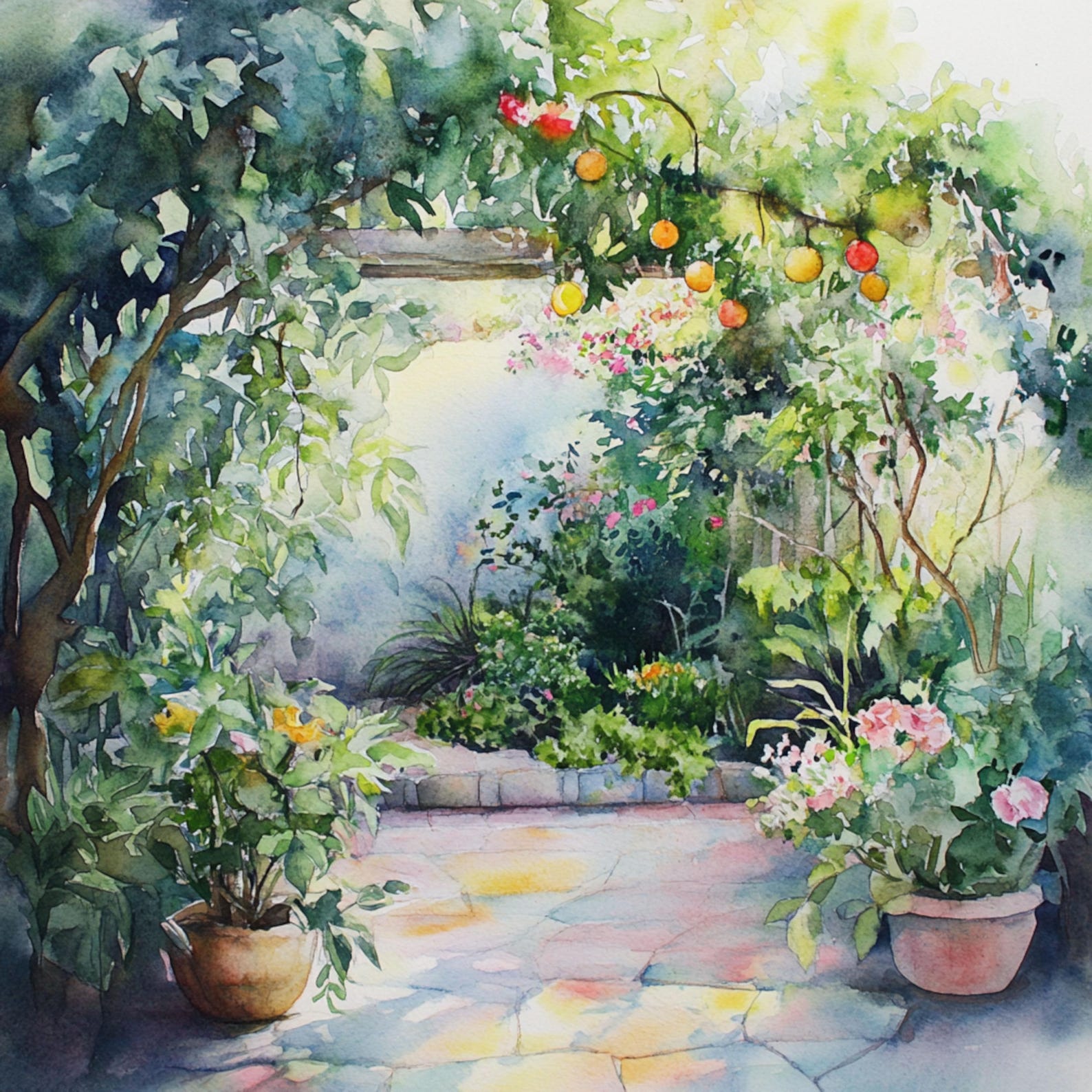 Printable Garden Art, Watercolor Art, English Garden Print, Clip Art ...