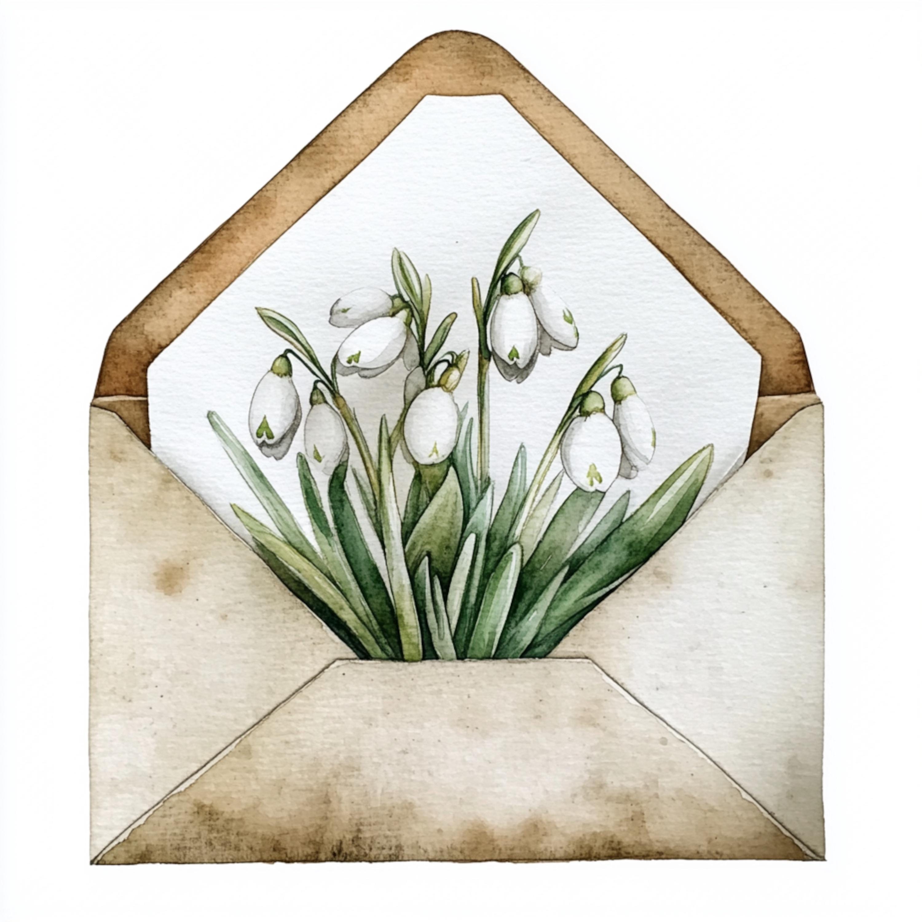 10 Printable Snowdrop Flowers Decor, Snowdrops in Envelope Images ...