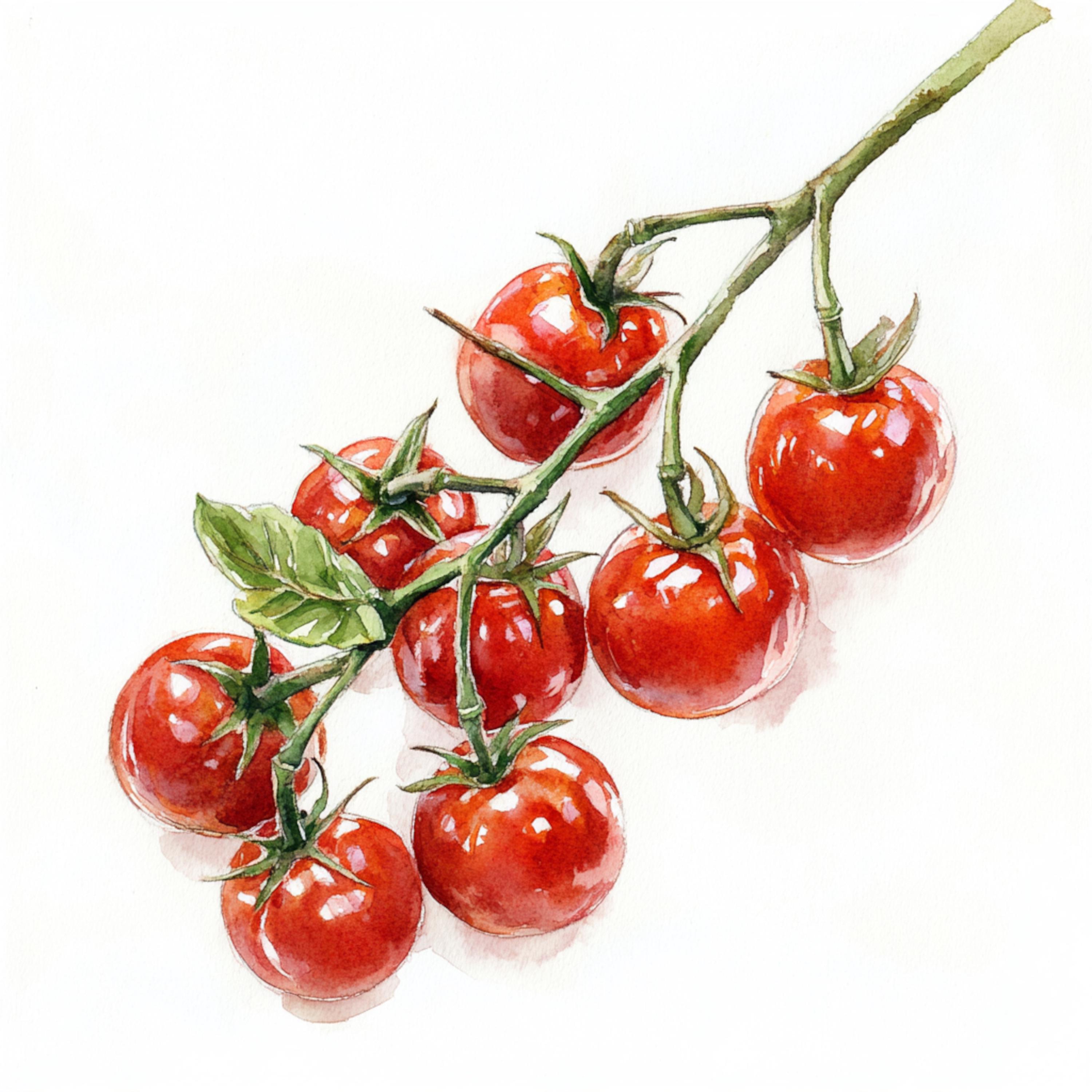 10 Printable Cherry Tomato Decor, Watercolor Images, Tomatoes Clip Art ...