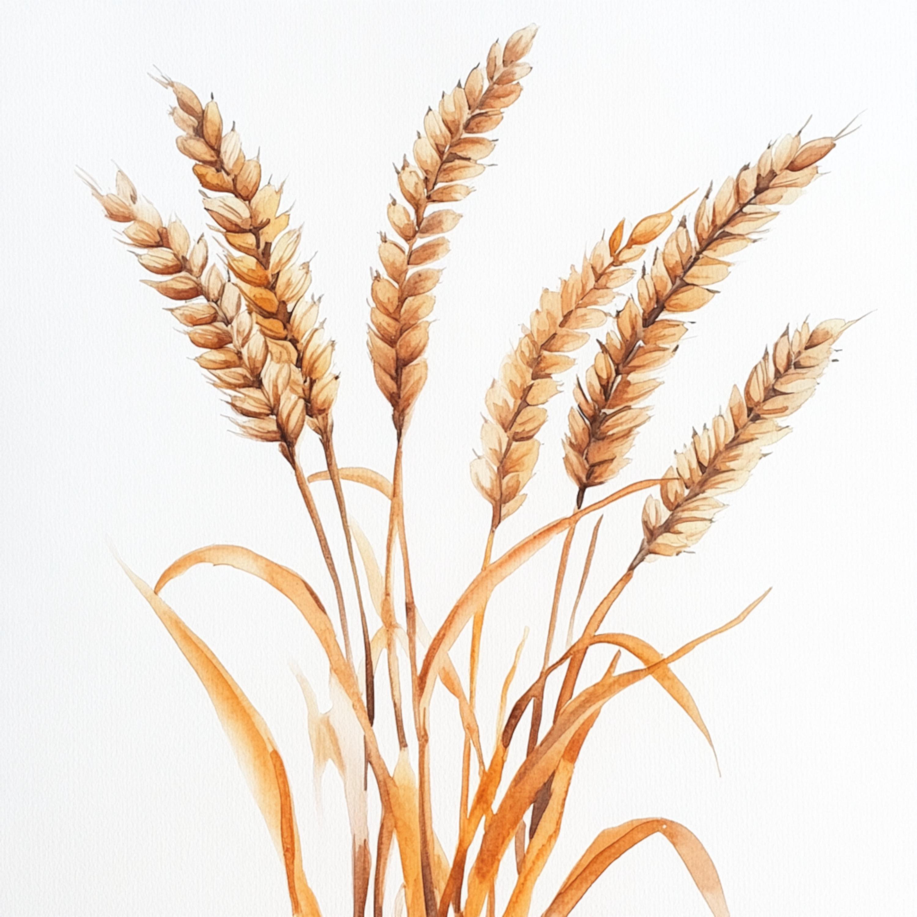 10 Printable Wheat Painting, Watercolor Fall Stalks, Botanical Barley ...