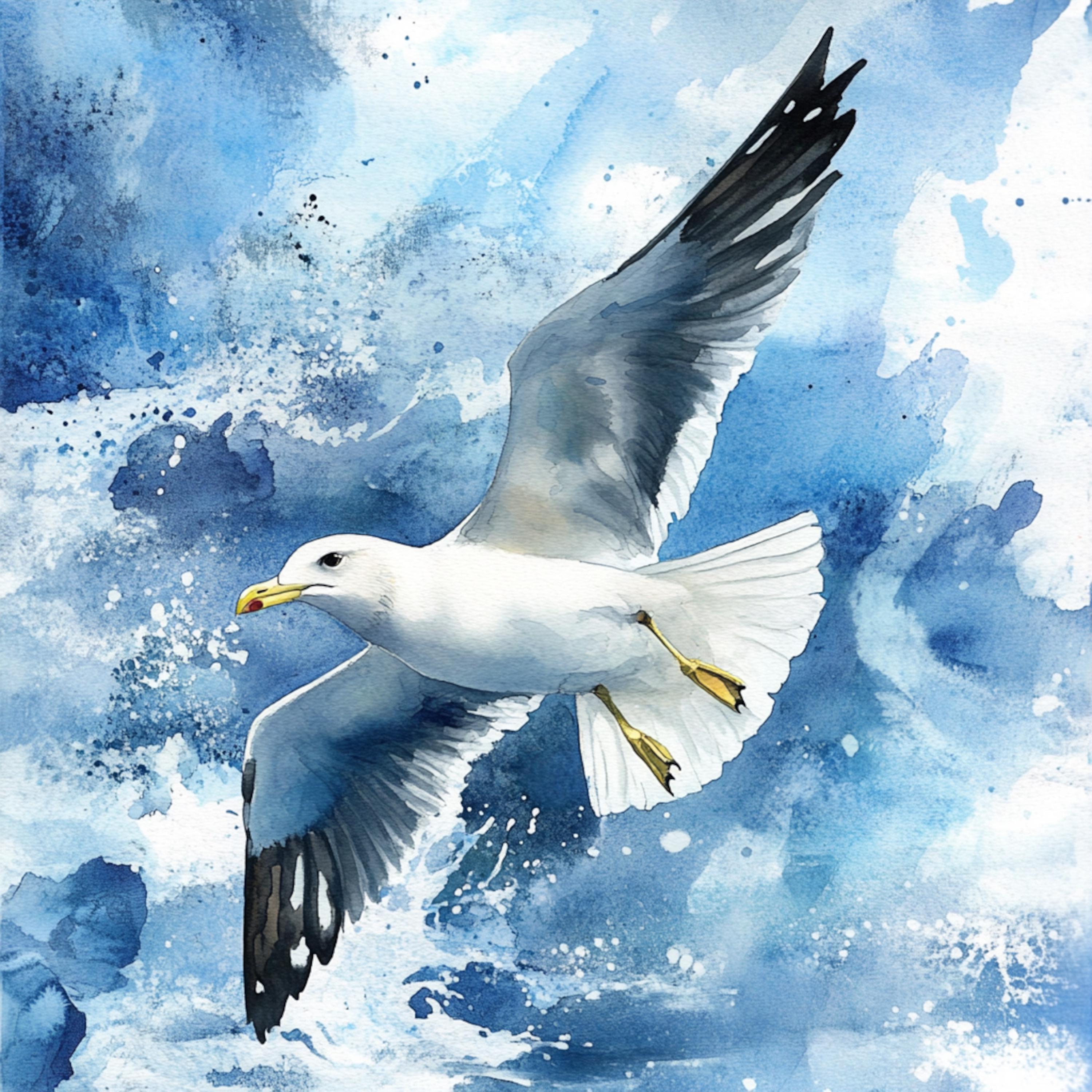 10 Printable Seagull Clipart, Seagull and Sea, Watercolor Seagull ...