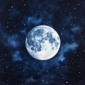 Printable Moon Art, Watercolor Moon, Blue Moon Clipart, 10 Clip Art ...