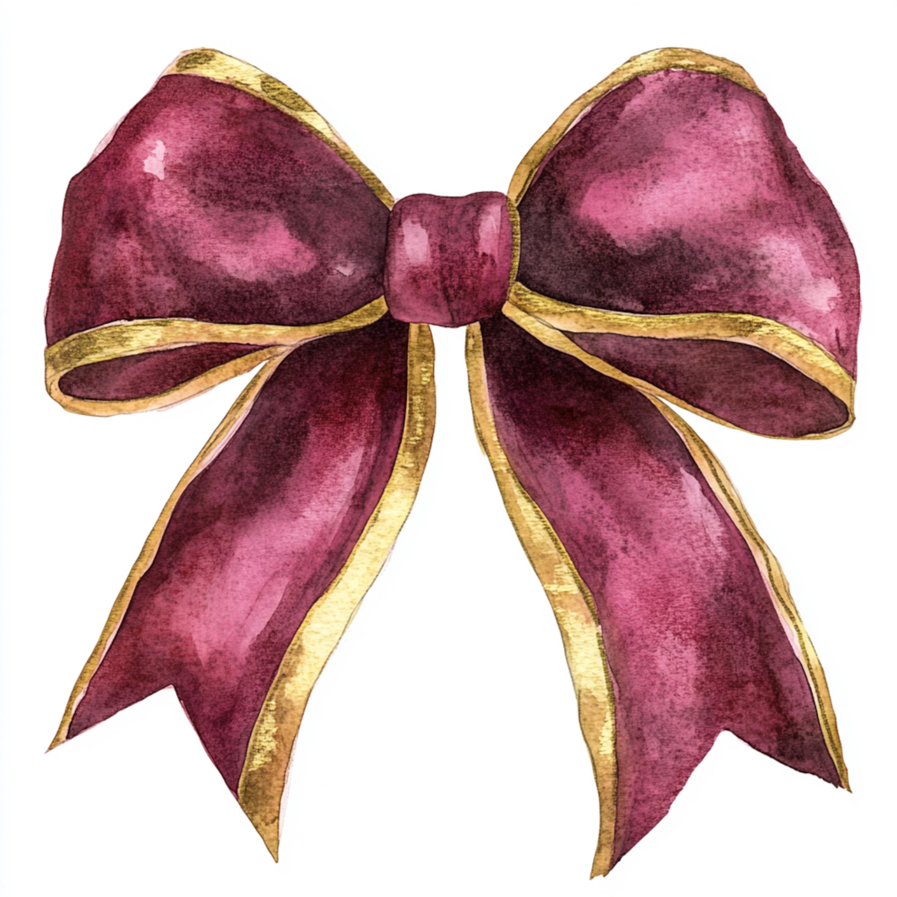 10 Printable Burgundy Bows, Watercolor Bows Clip Art, Printable Jpgs ...