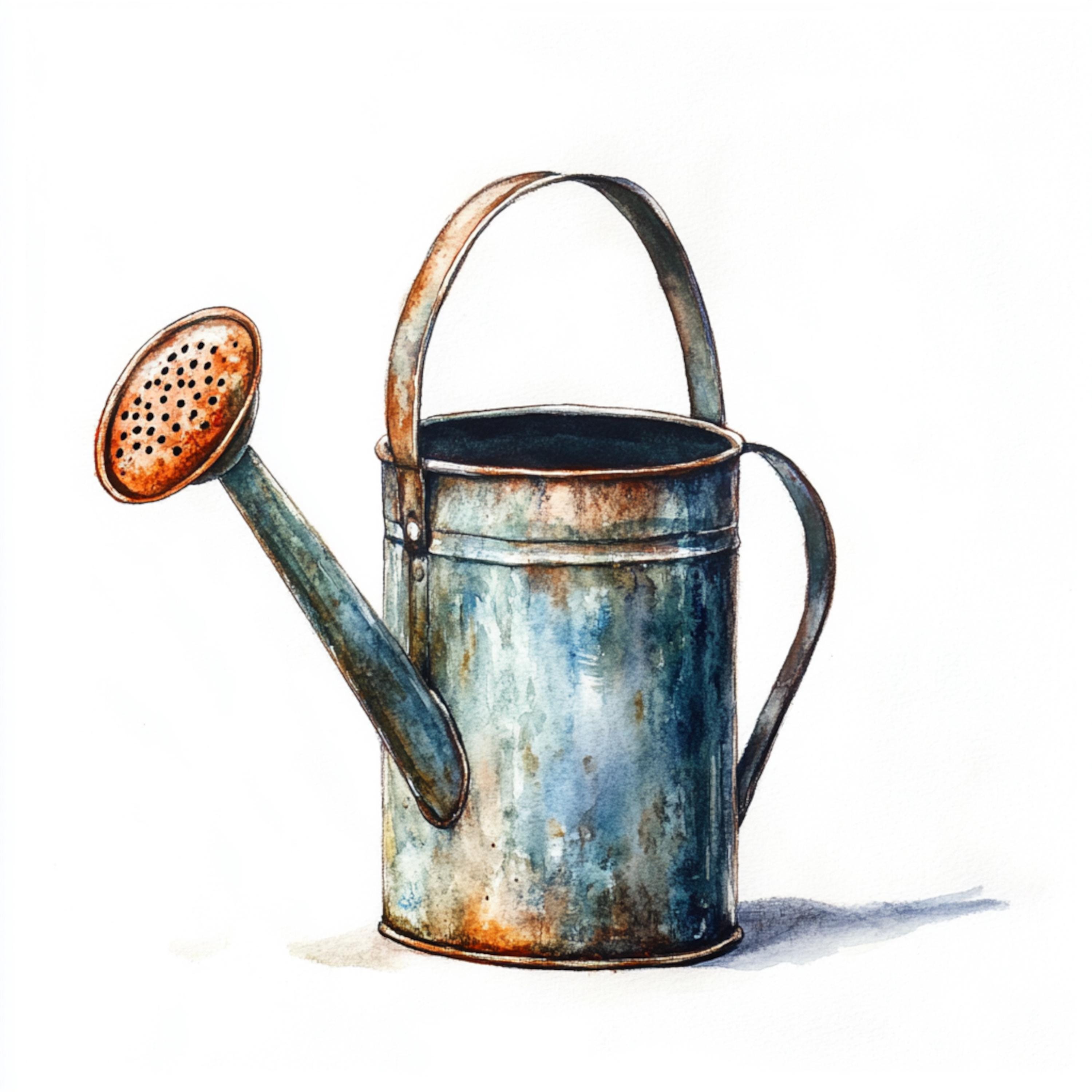 Printable Watering Can Art, Garden Decor, Rusty Watering Can, Rusty ...