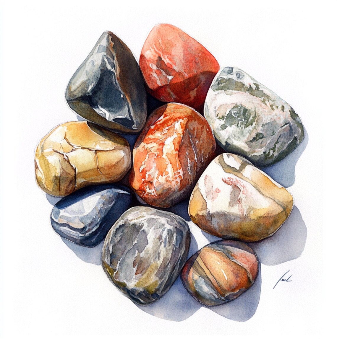 10 Printable Rocks, Stones Watercolor, Bunch on Stones Clip Art ...