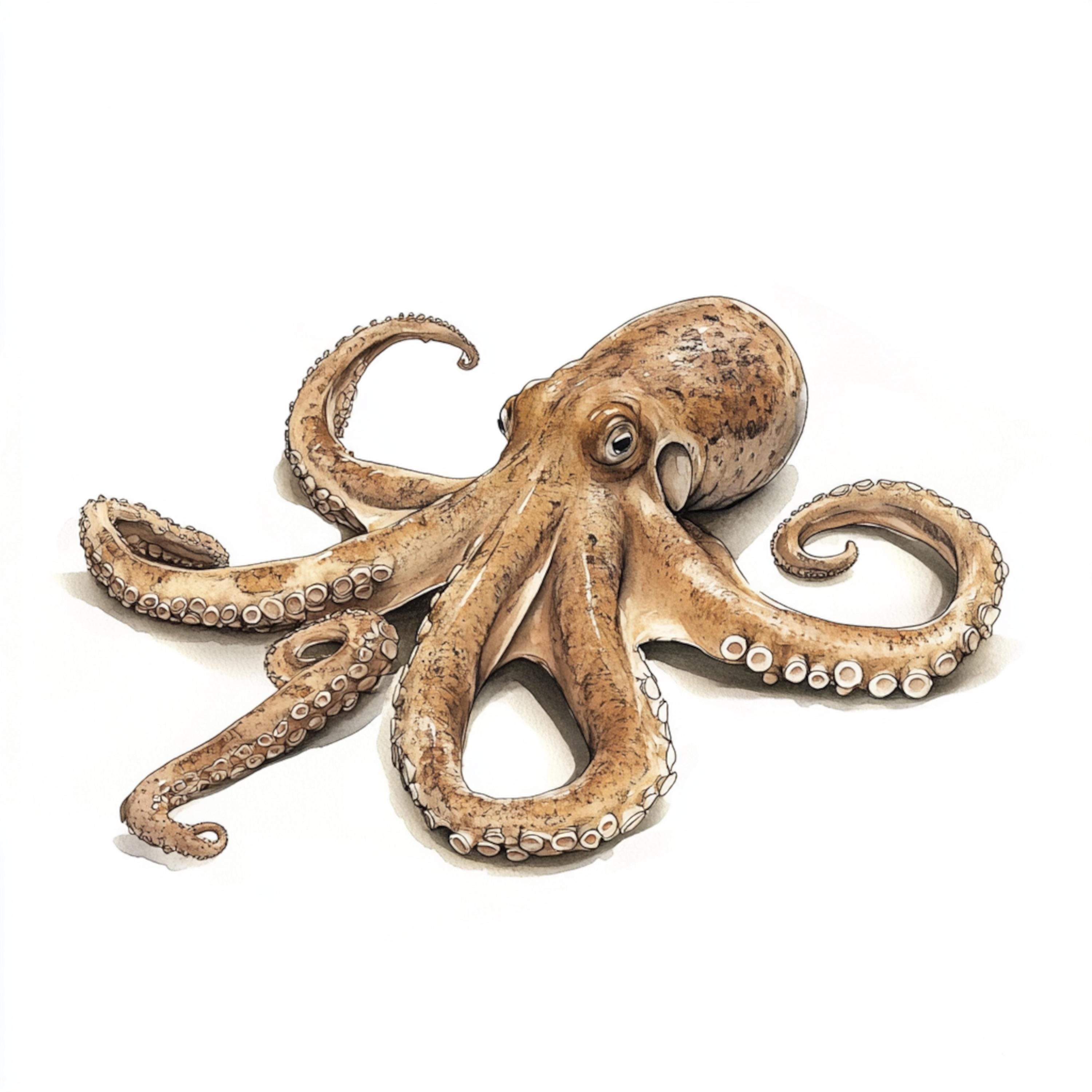 Printable Octopus Clipart, Octopus Watercolor, Nautical Clip Art ...