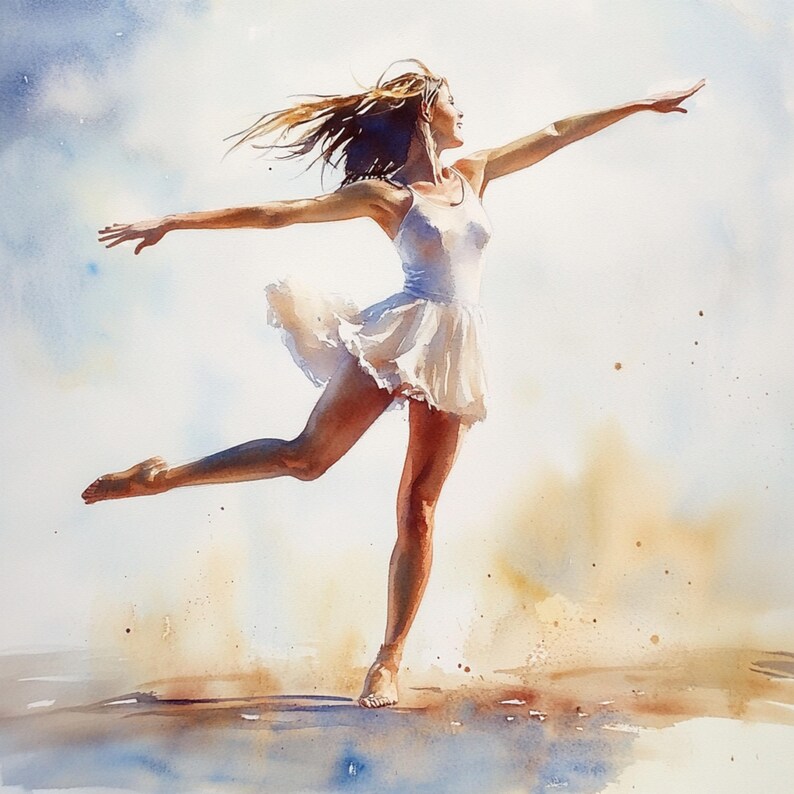 10 Dancing Girl Watercolor Art, Printable Dancing Woman, Beautiful Girl ...