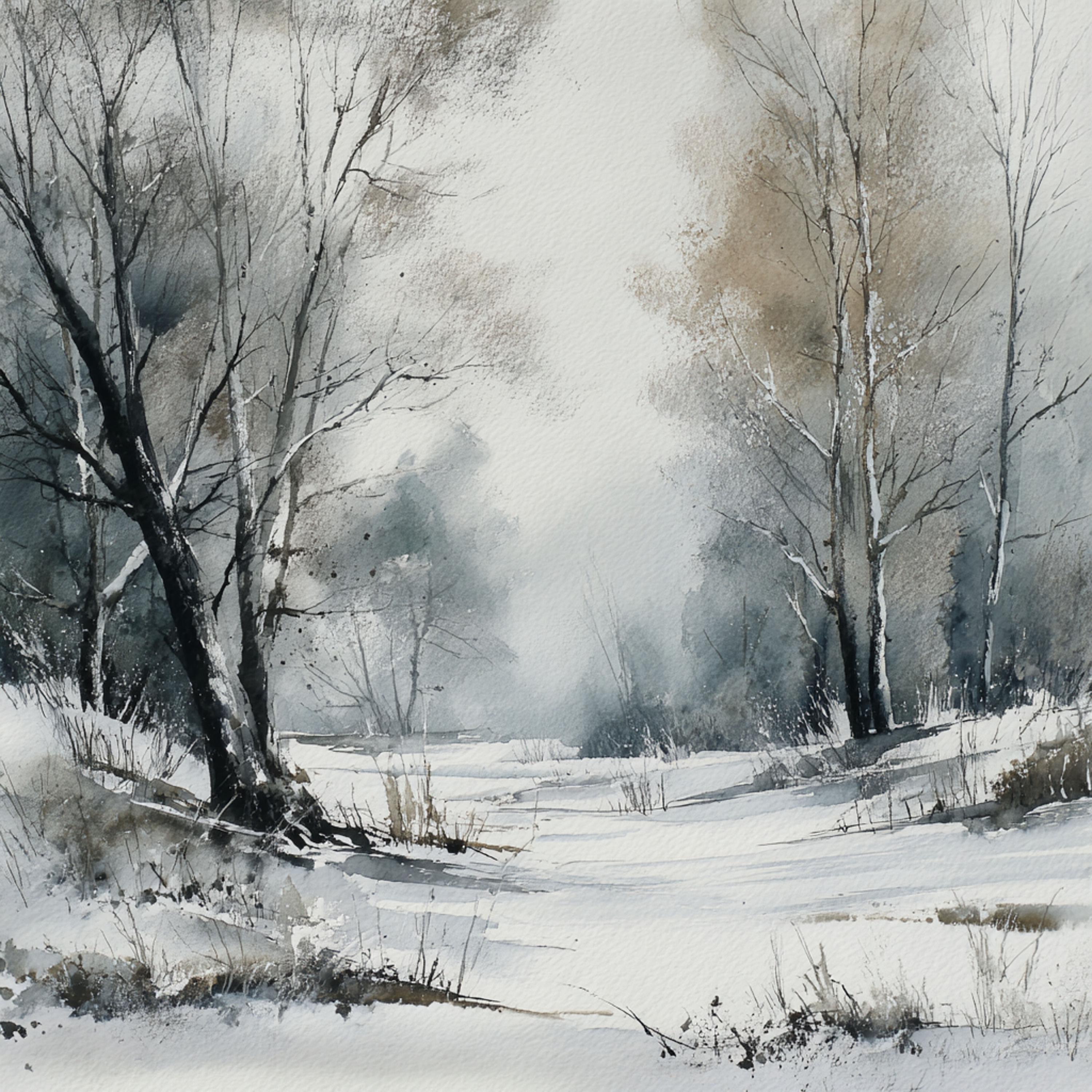 12 Printable Delicate Winter Landscape, Watercolor Art, Textured Winter ...