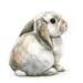 10 Printable Cute Rabbit Butt Clipart, Watercolor Art, Funny Rabbit ...